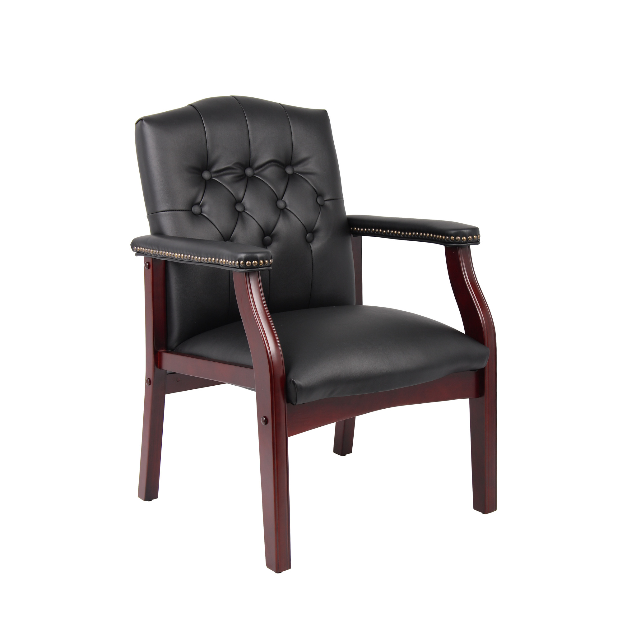 Norstar BOSS, Black Caressoft guest chair W/ Mahogany Finish, Included ...