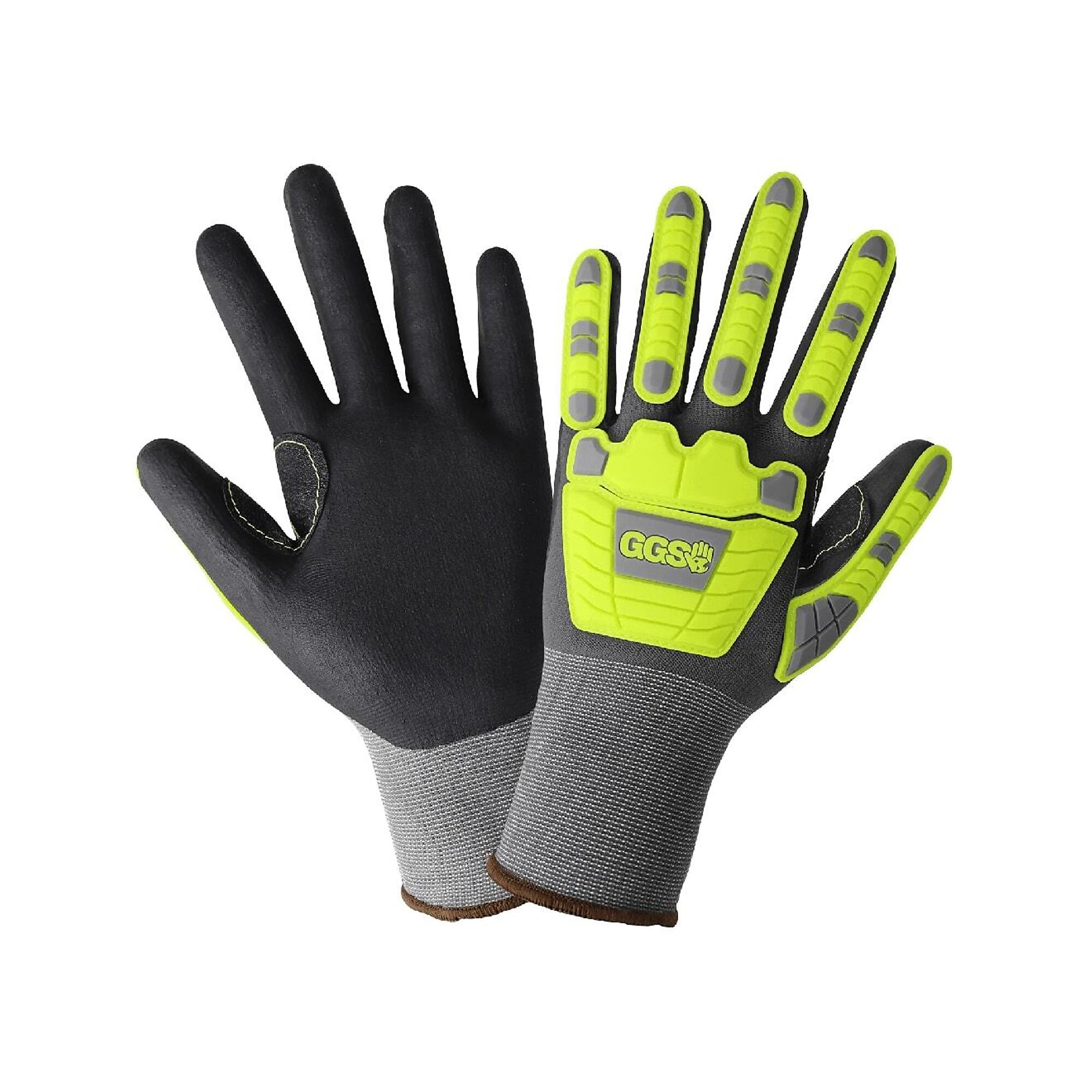 Global Glove, 15Ga Nylon/Poly/Span, Nitrile Coated, A1 Cut Gloves-12 Pairs, Size 2XL, Color Gray ...