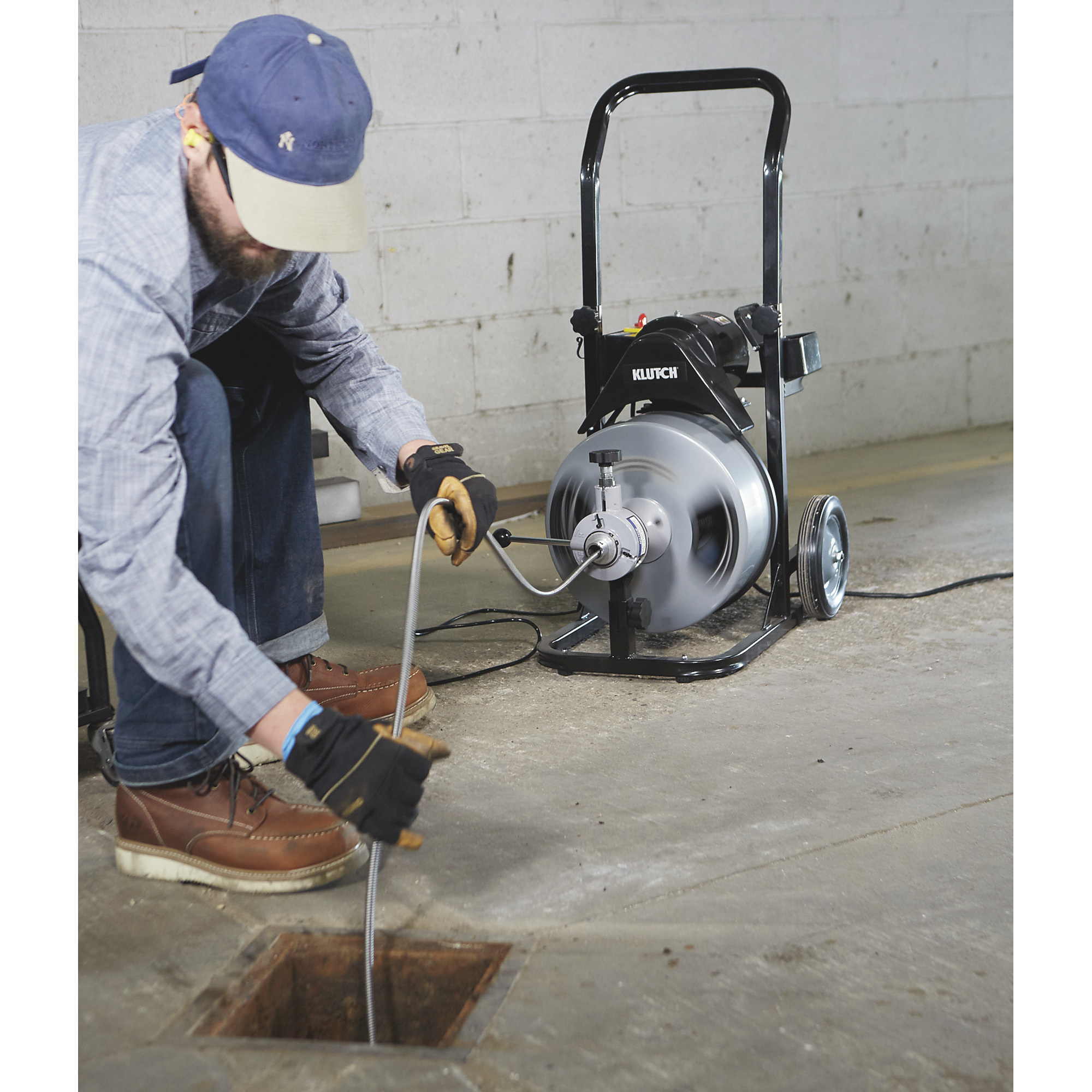 Klutch 60ft. Electric Drain Cleaner, 1/2in. Cable, 1/3 HP Motor, 7ft ...