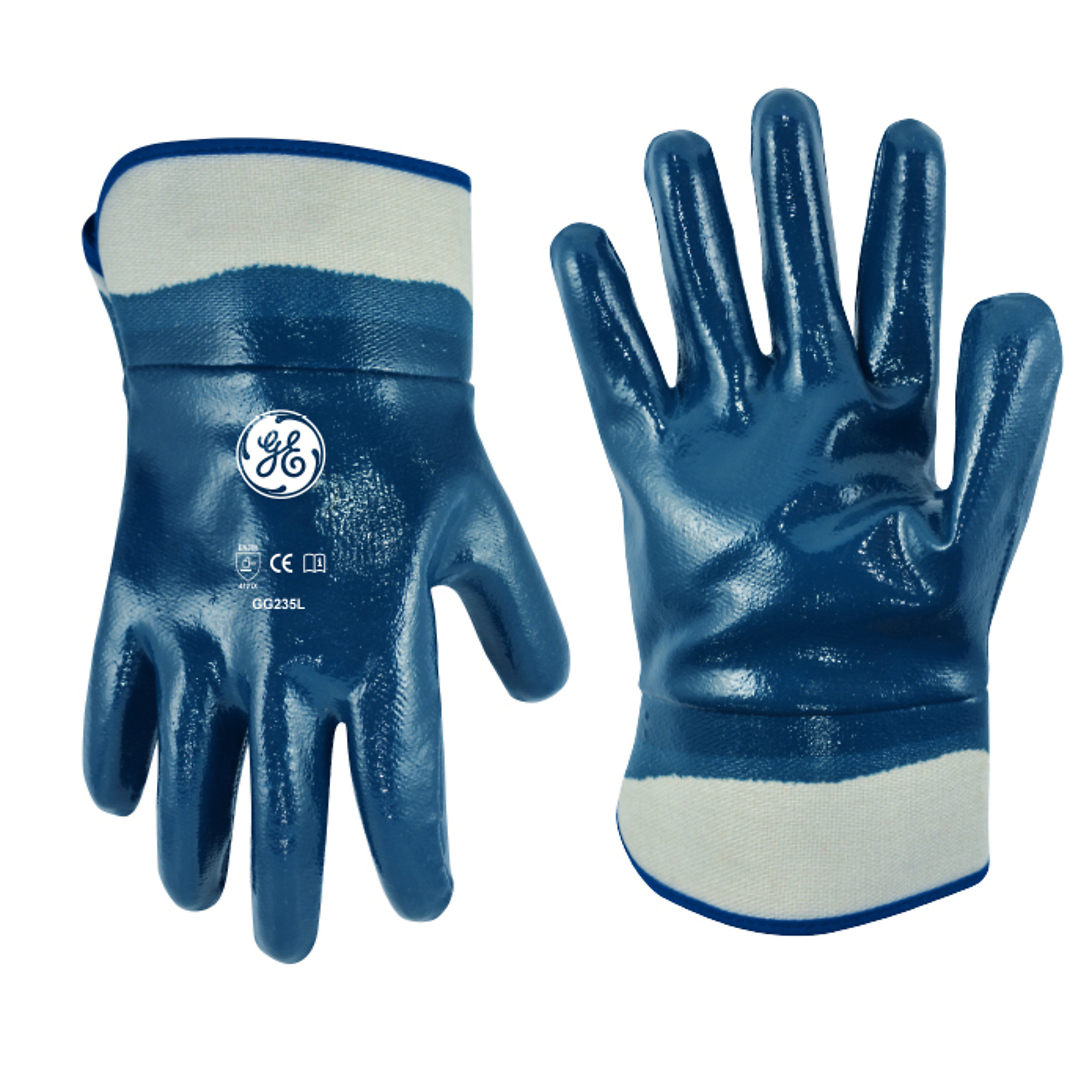 General Electric, 11 GA FULLY DIPPED NITRILLE GLOVE L, Size L, Color ...