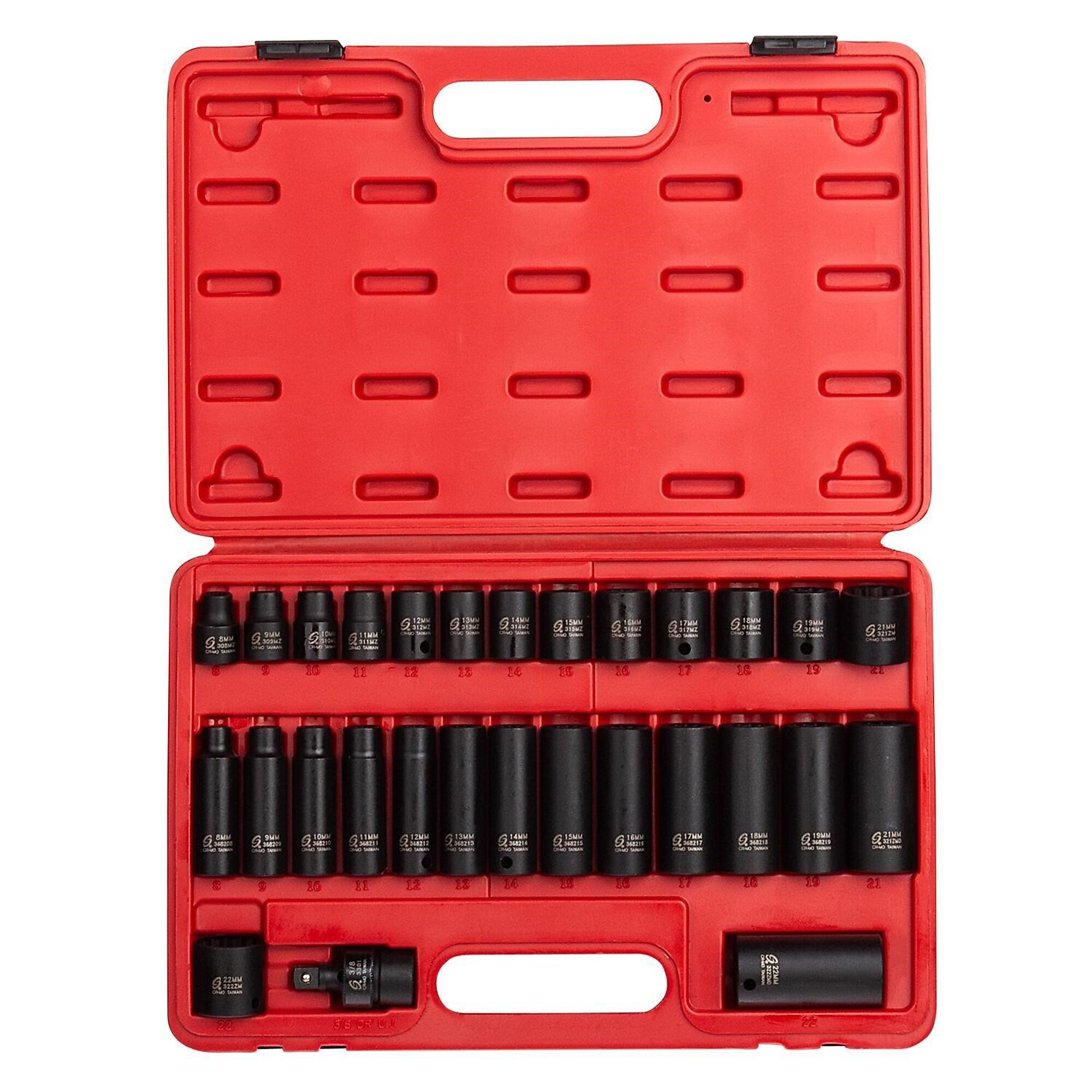 Sunex Tools, 3/8in. Metric 12Pt Stand/Deep 29Pc Impact Sockets, Pieces ...