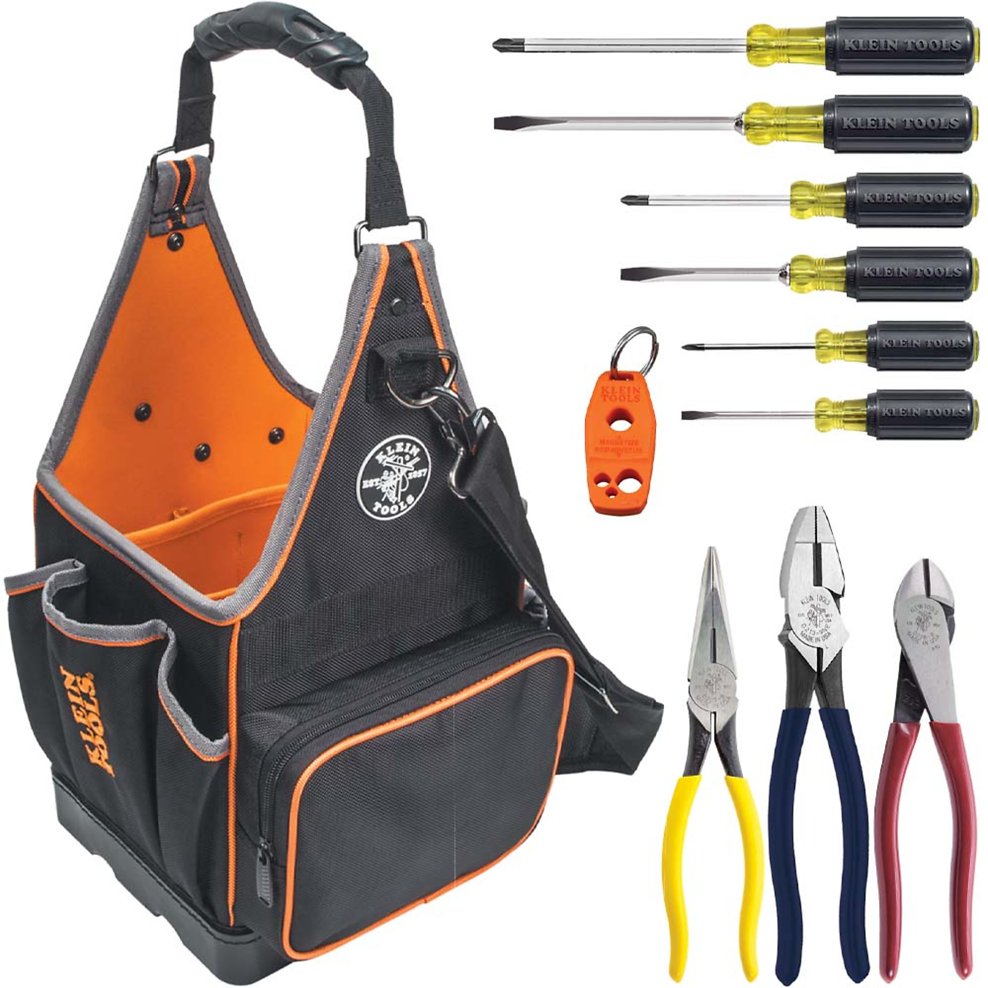 Klein Tools, Tool Tote plus Tool Kit, 11-Piece, Pieces (qty.) 11 Model ...