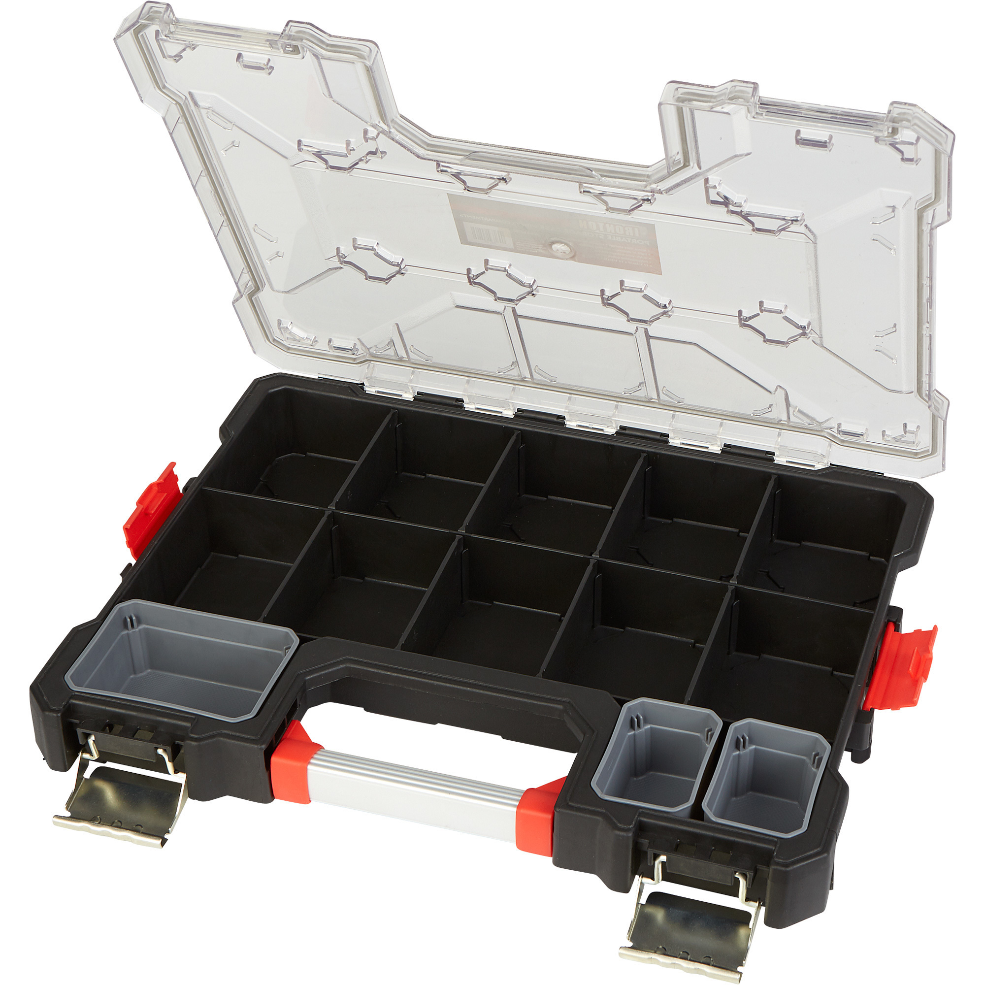 Ironton Portable Storage Case with 13 Compartments, 17-1/4in.W x 14-1 ...