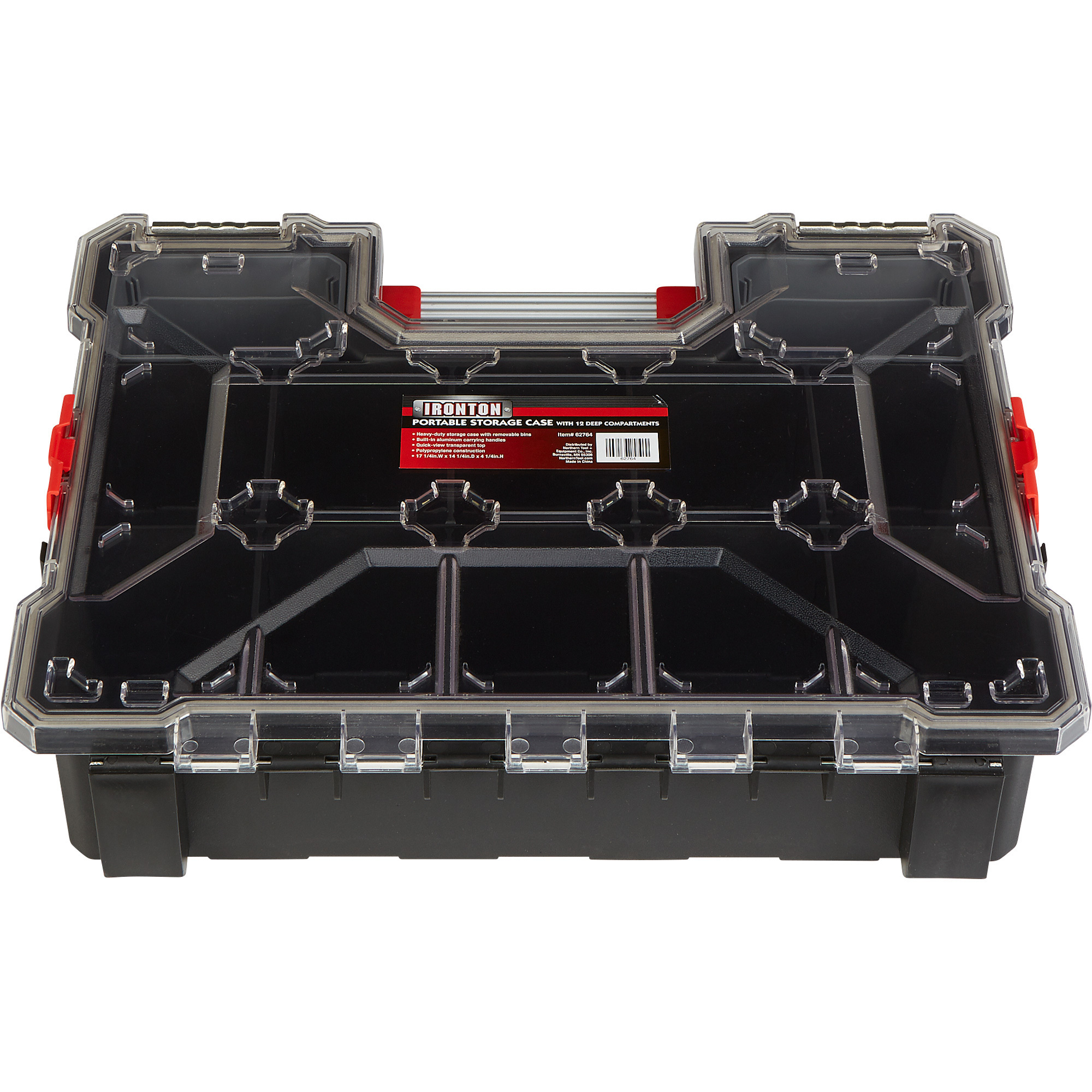 Ironton Portable Storage Case with 12 Deep Compartments, 17 1/4in.W x ...