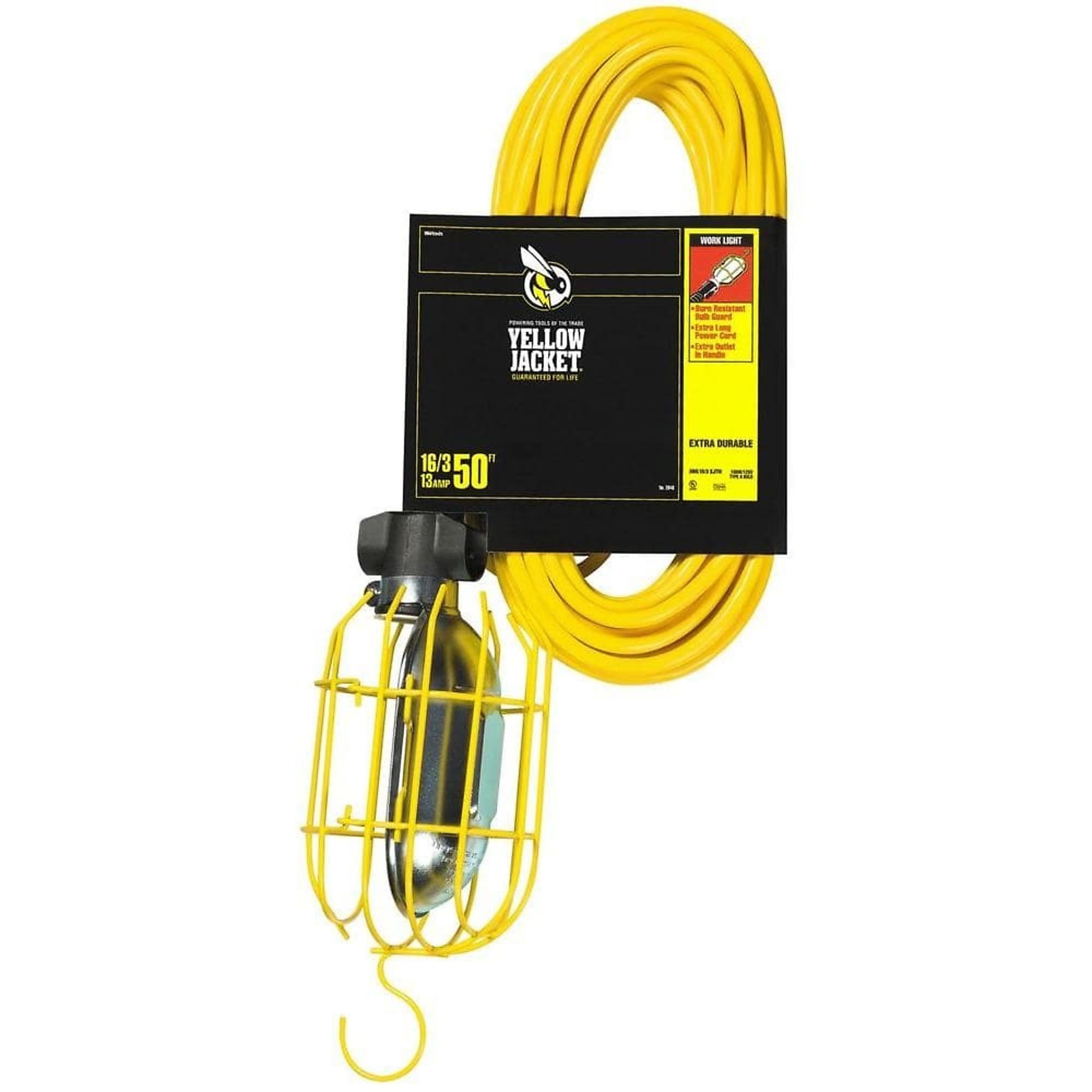 Yellow Jacket Lighting 75 Watt, 50ft., 16/3 Worklight with Outlet and ...