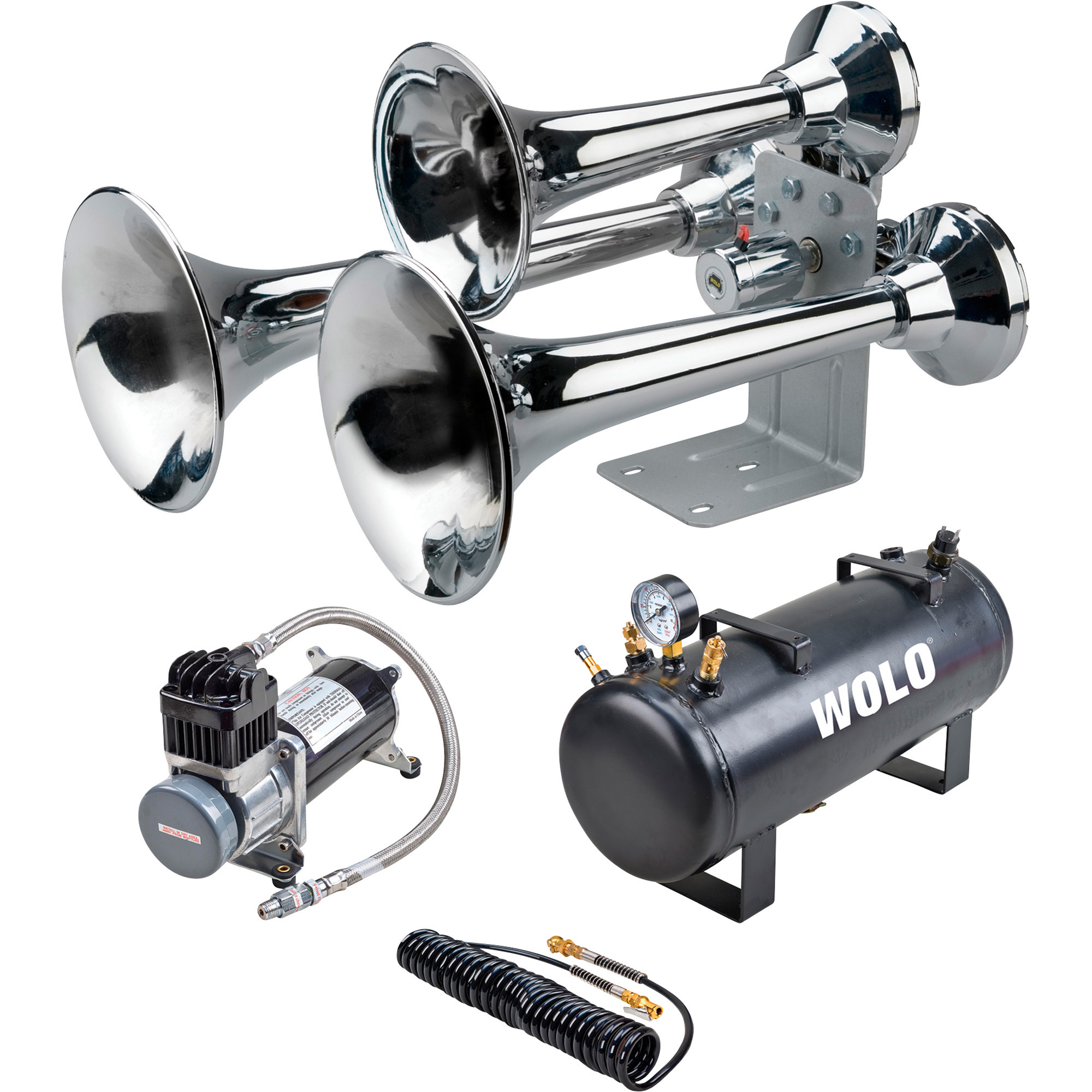Wolo Siberian Express Chrome Pro Train Horn, 3 Trumpets, 2.5-Gal., 152 dB, Model# 850-858 ...