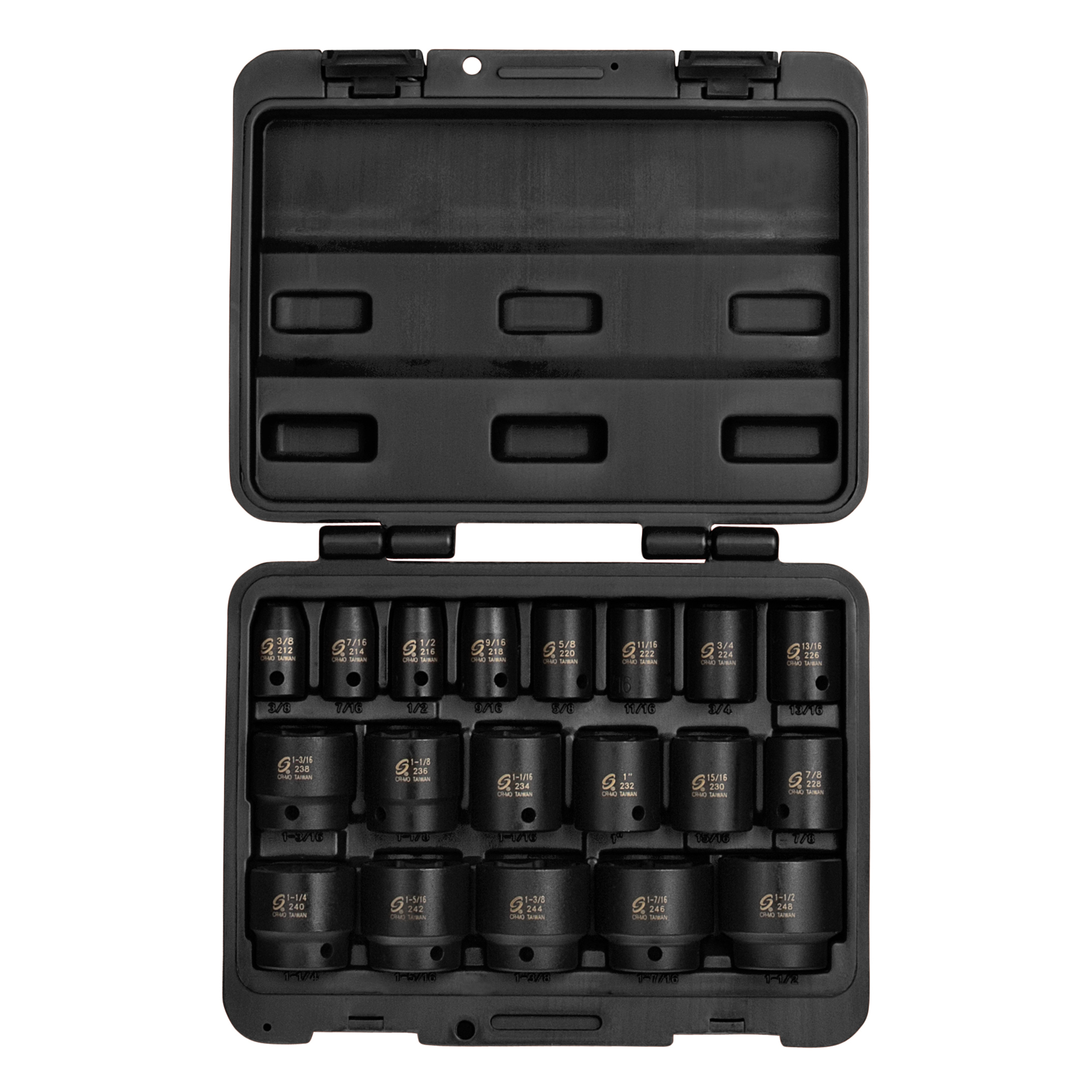 Sunex Tools Impact Socket Set - 1/2in. Drive, SAE, 6-Point, 19 Pcs, CR ...