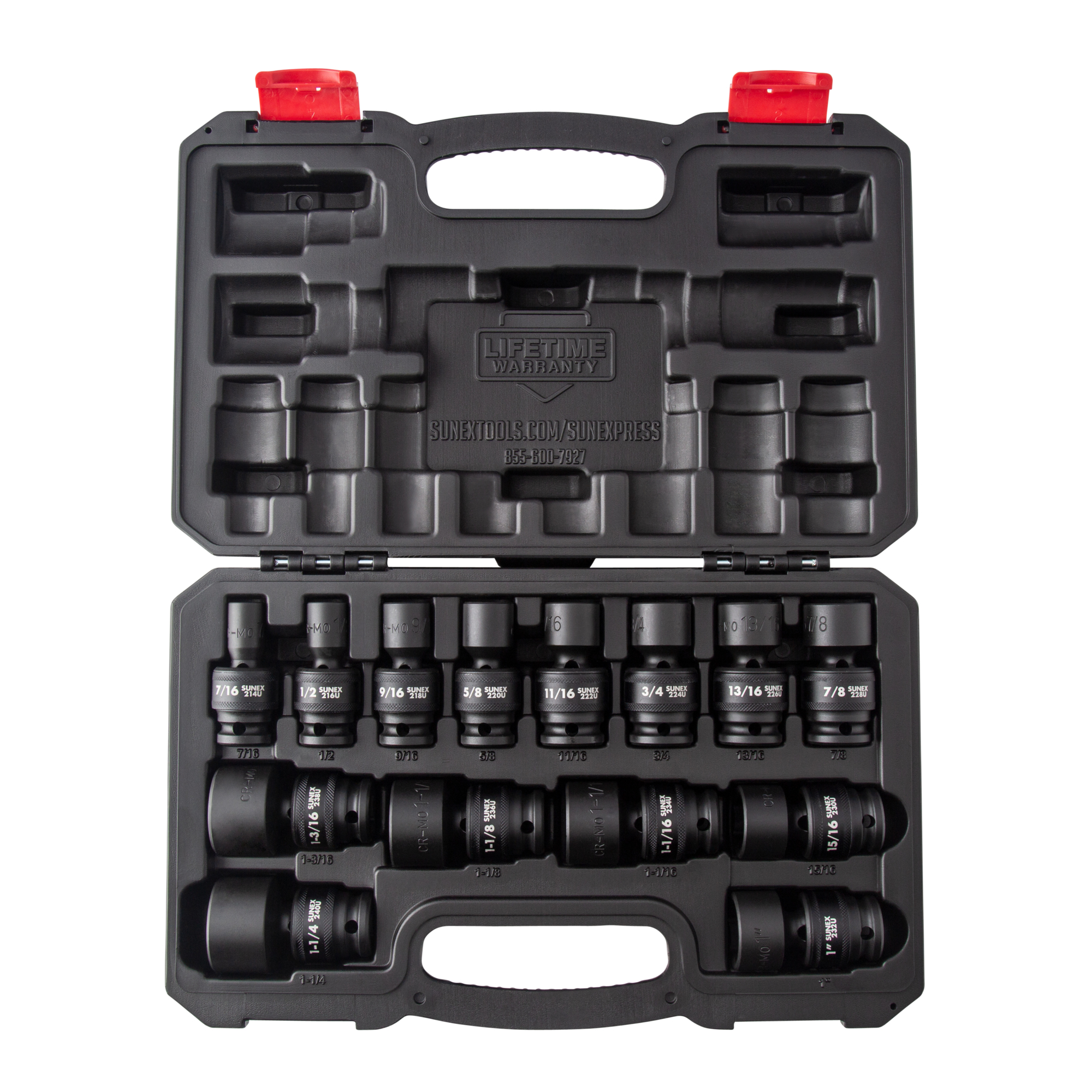 Sunex Tools, 1/2in. Dr SAE 6Pt Std Universal 14Pc Impact Sockets ...