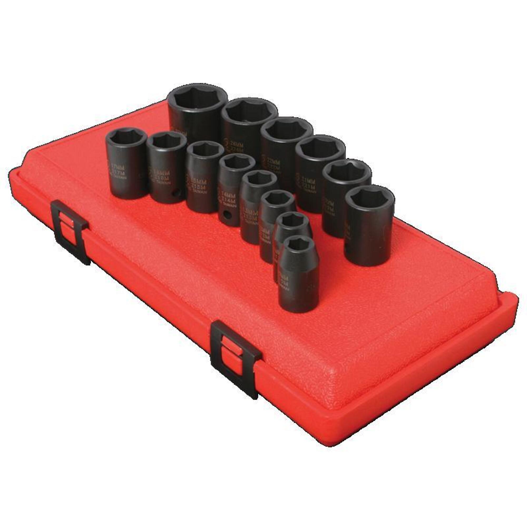 Sunex Tools Metric Impact Socket Set - 1/2in. Drive, 6 Pt, Standard, 14 ...