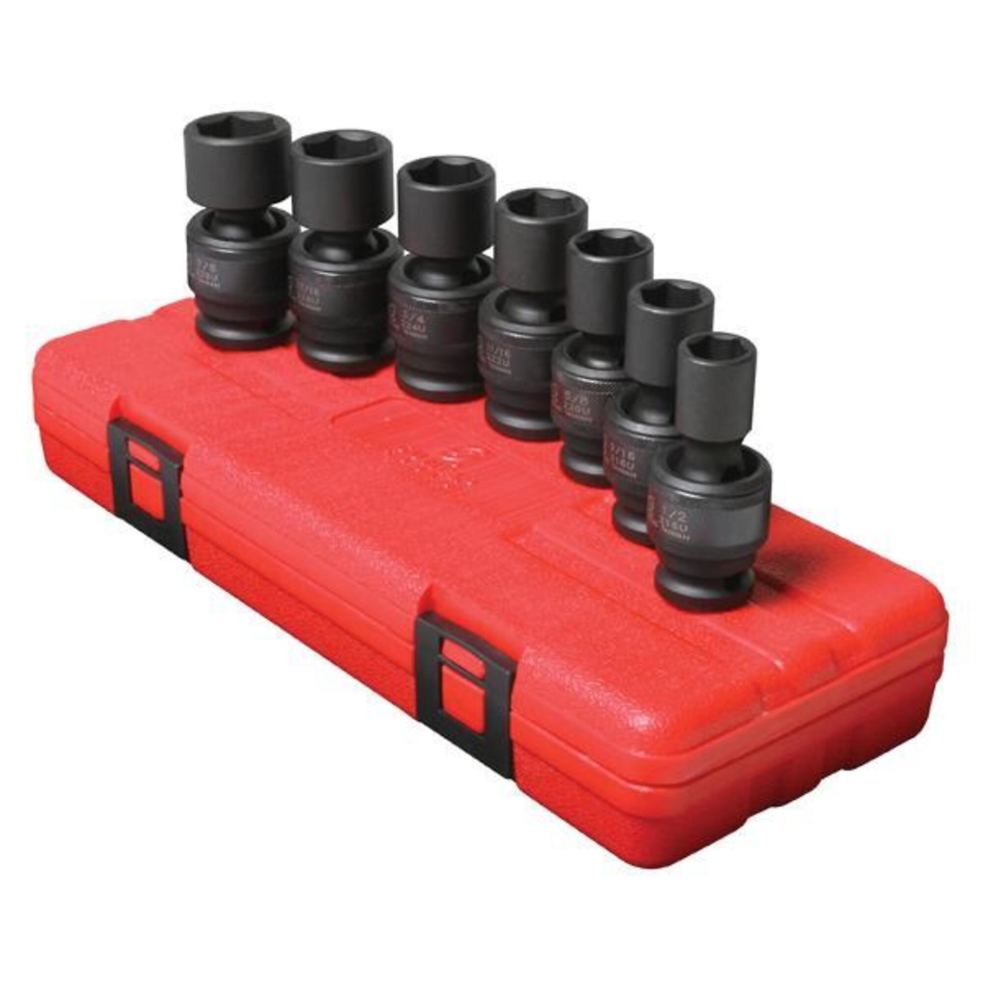 Sunex Tools Universal Impact Socket Set - 1/2in. Drive, 6-Point, SAE, 7 ...