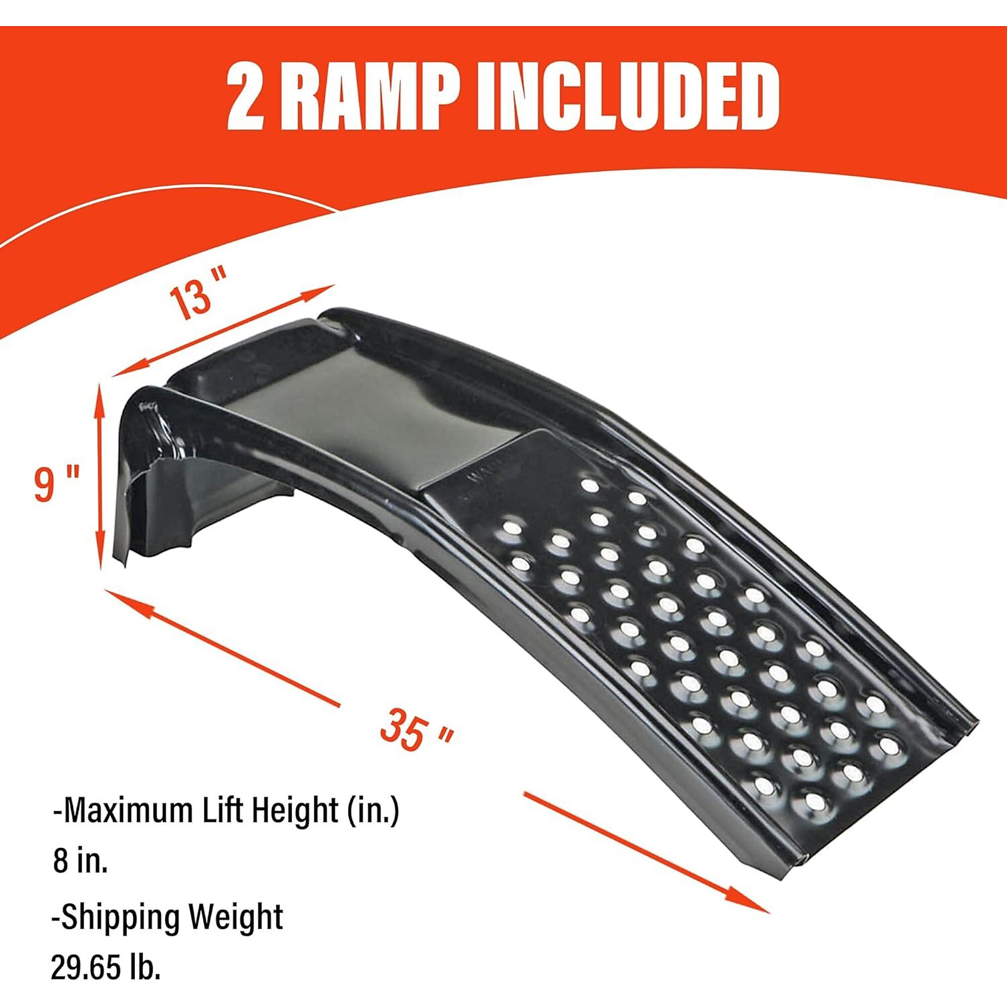 Rockland Solid Steel Auto Ramp Set - 35in. Length, 13in. Surface Width ...