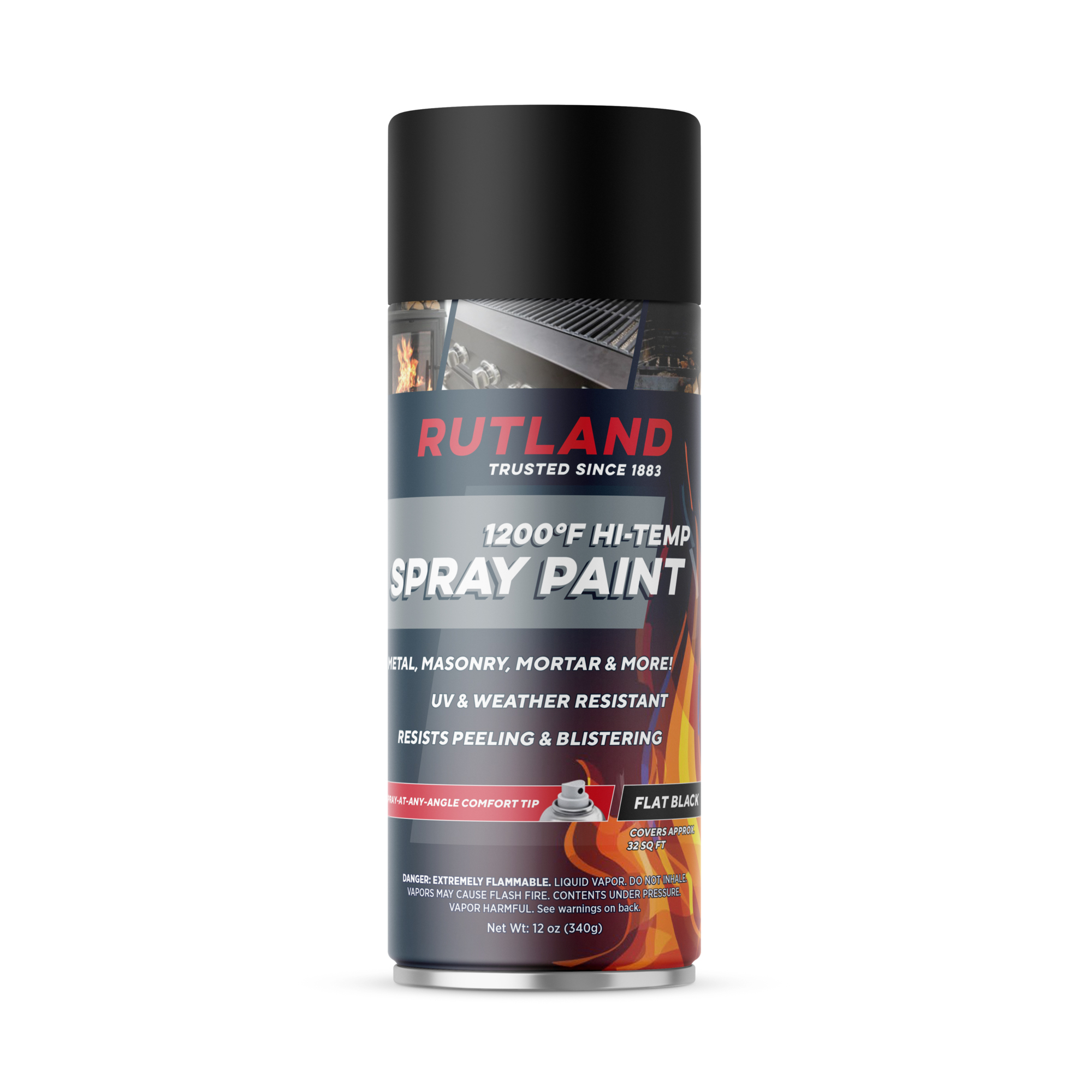 Rutland, 1200 Deg F Hi-Temp Paints, 12 fl oz. Spray Can, Model# 80 ...