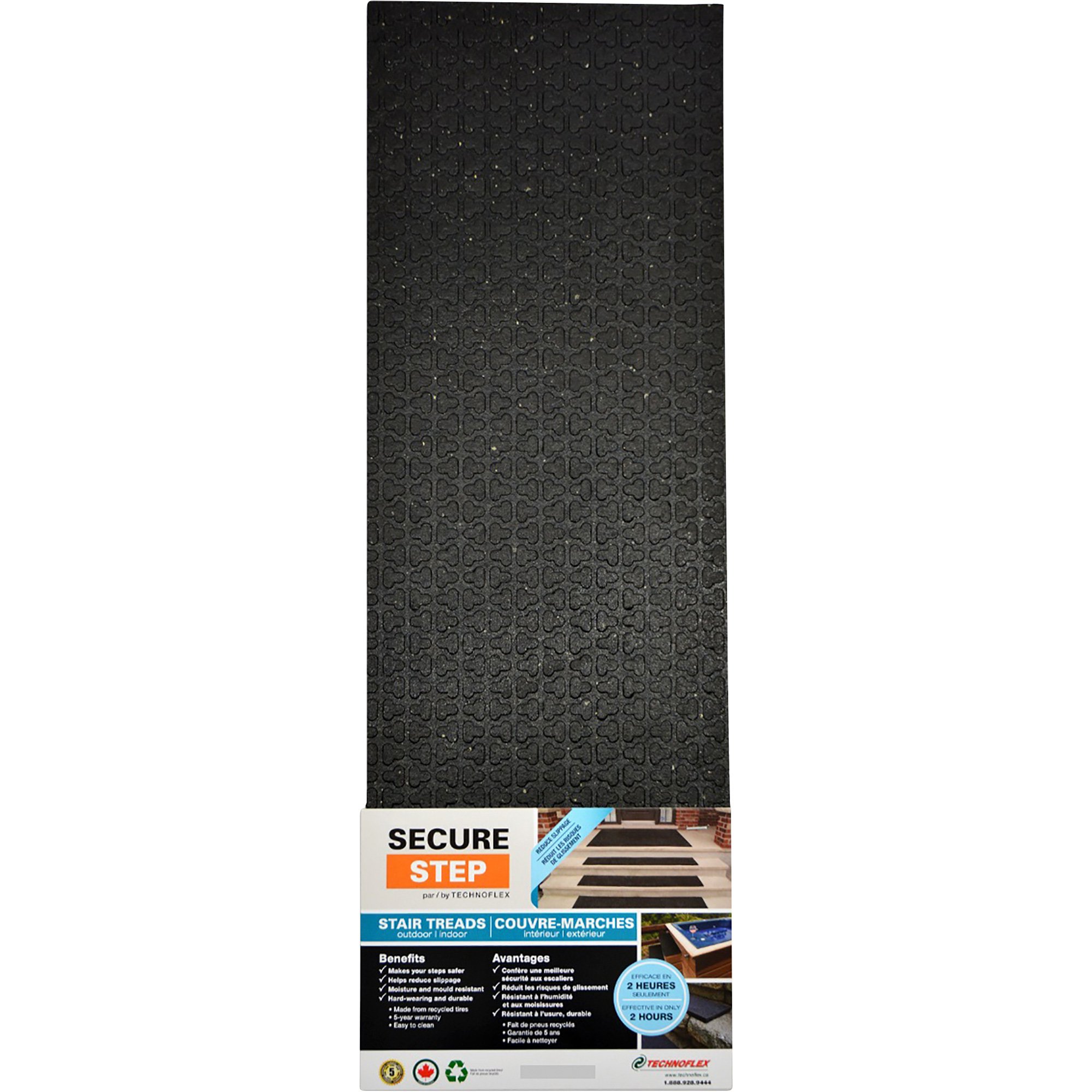 TechnoFlex Secure Step Indoor/Outdoor Stair Tread — Black, 30in.L x ...