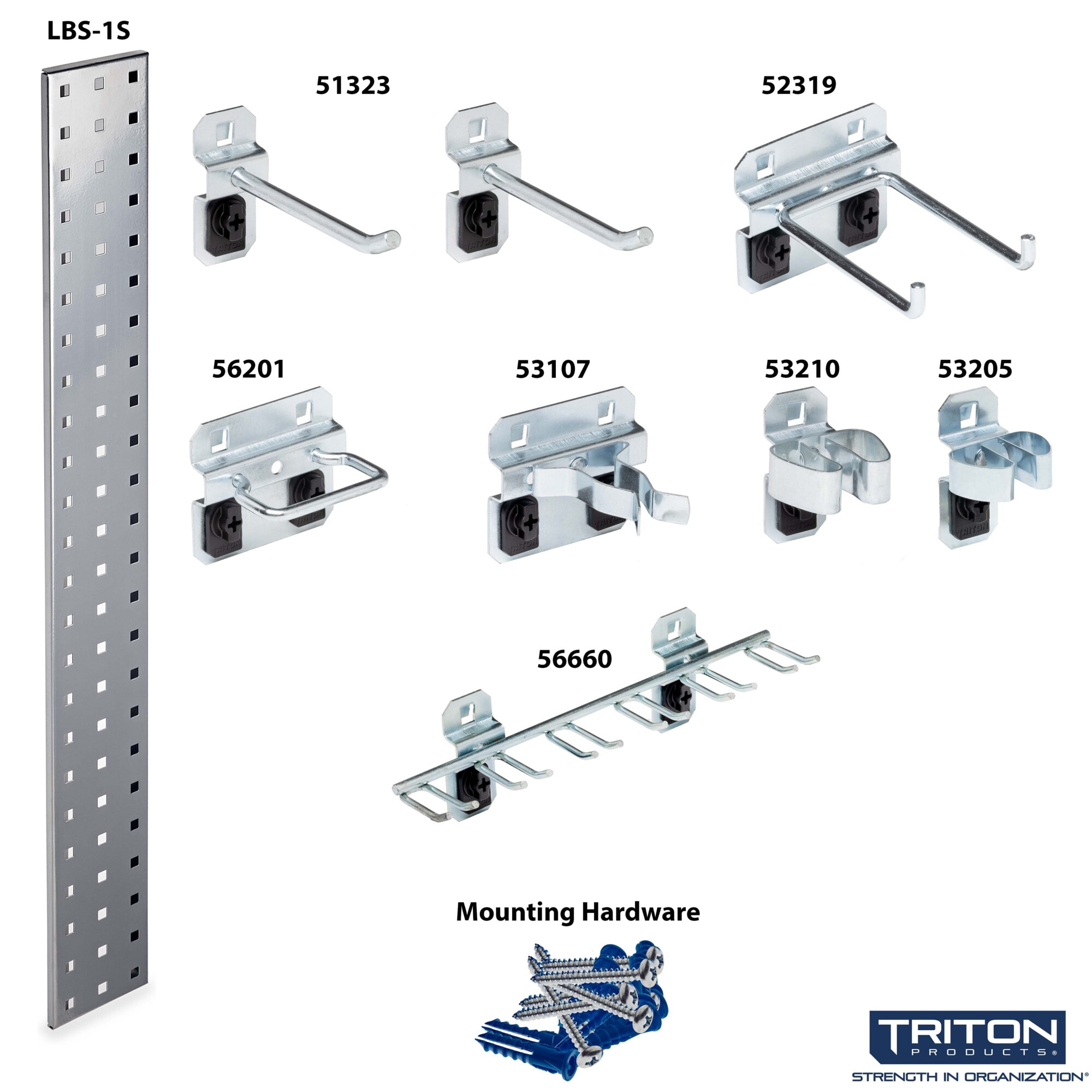 Triton LocBoard Tool Pegboard Strip Kit, Silver, 18in.L x 4 1/2in.W ...