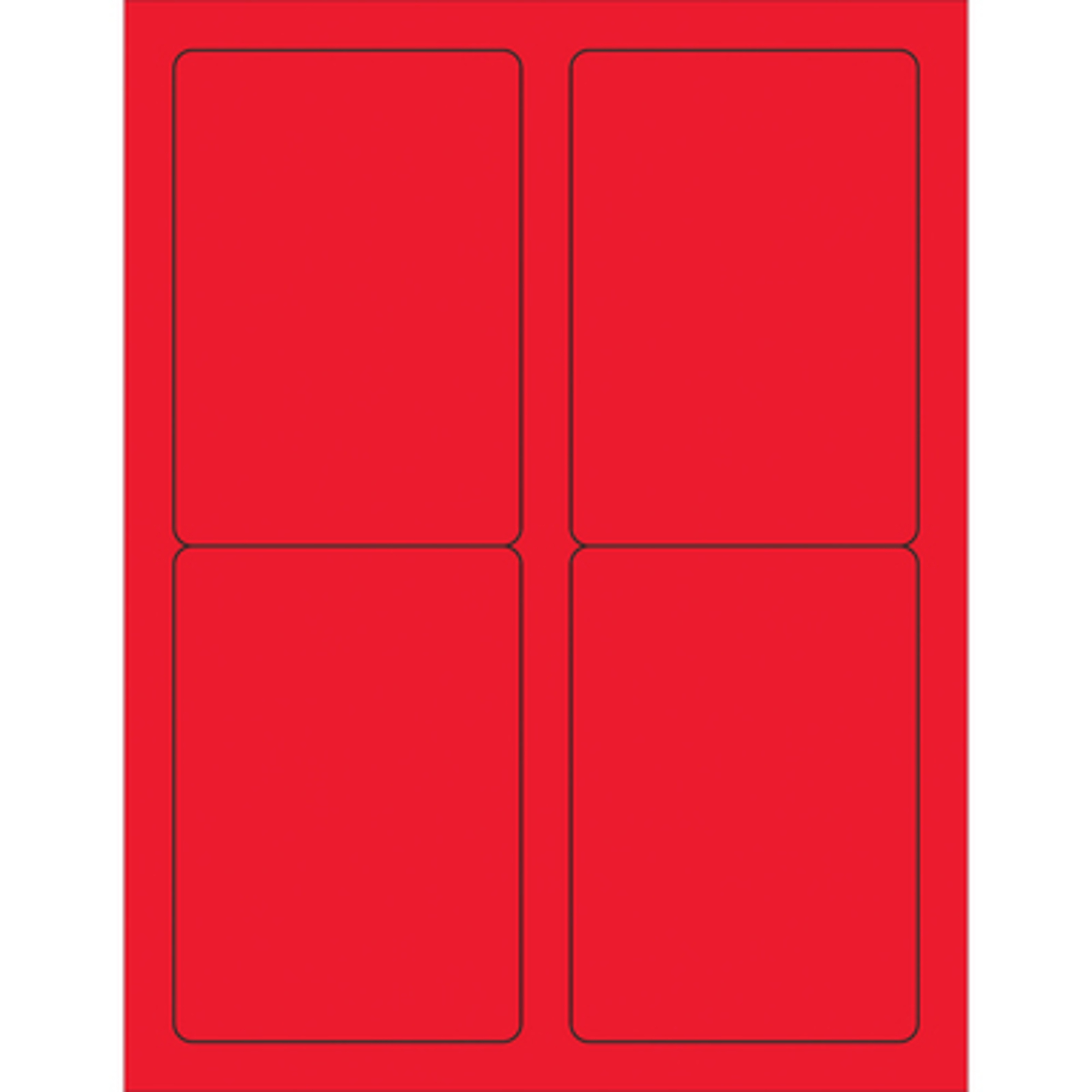 3 1/2 x 5in. Fluor Red Recta Laser Label 400/CS, Model# LL176RD ...