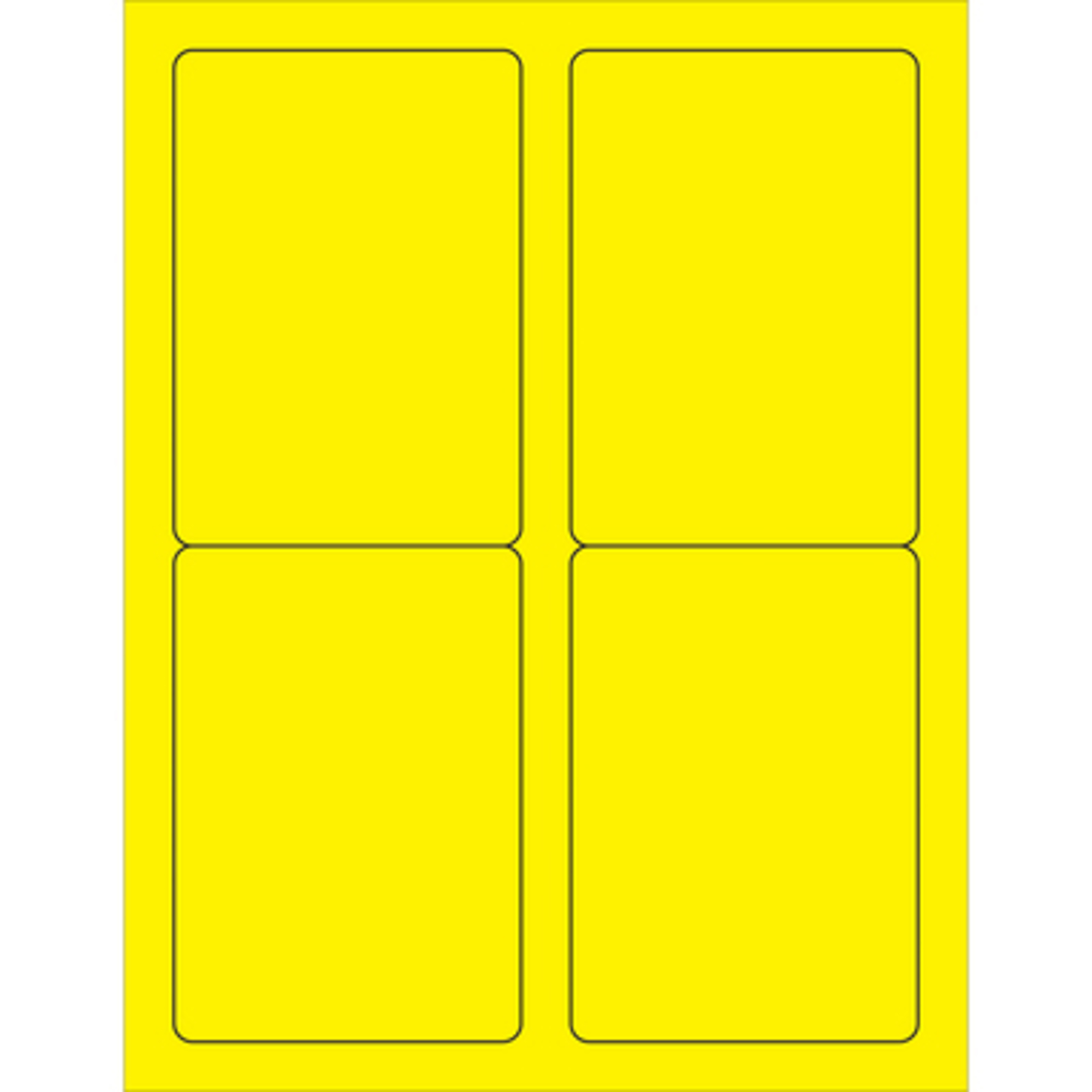 3 1/2 x 5in. Fluor Yello Recta Laser Label 400/CS, Model# LL176YE ...