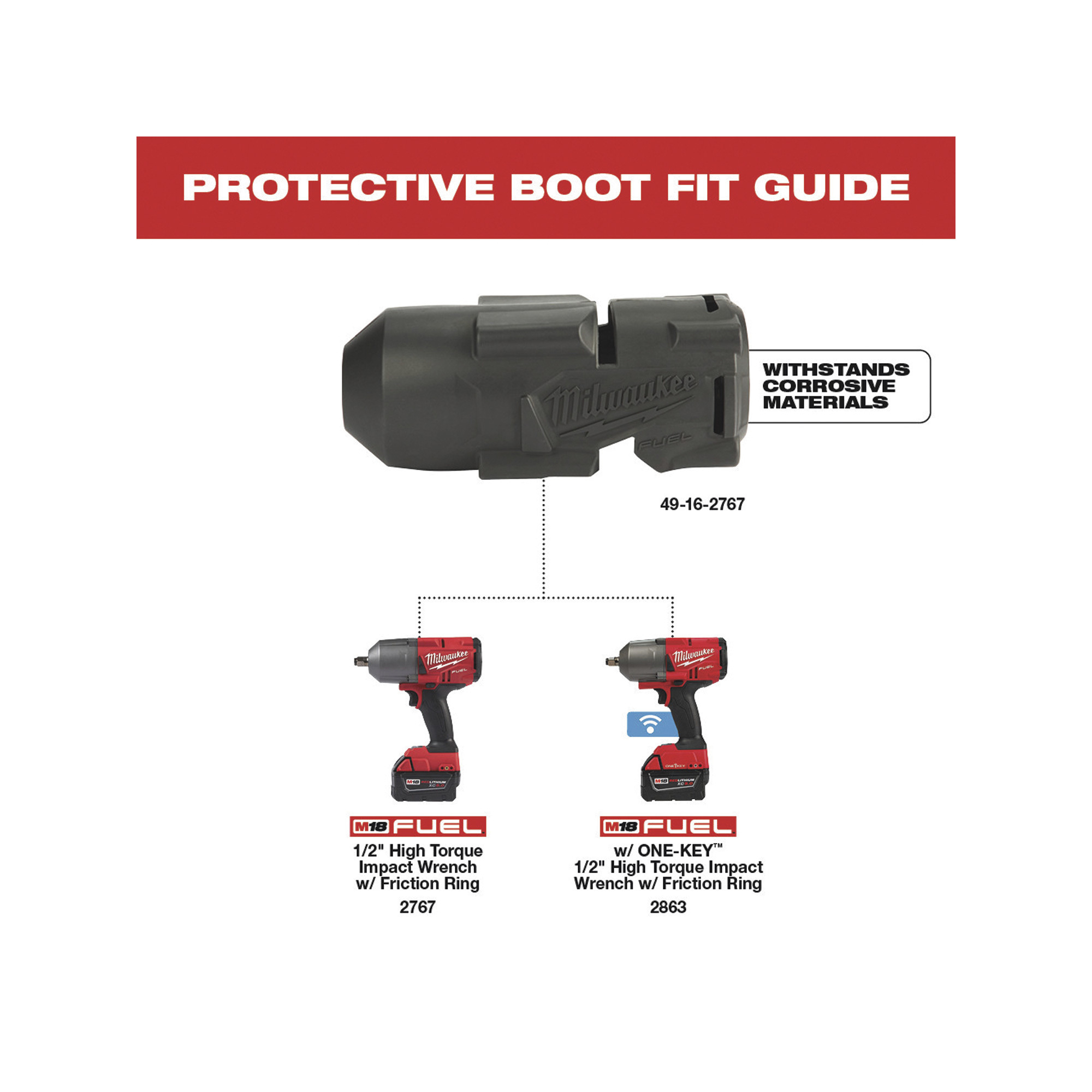 Milwaukee M18 FUEL High Torque Impact Wrench Protective Tool Boot ...