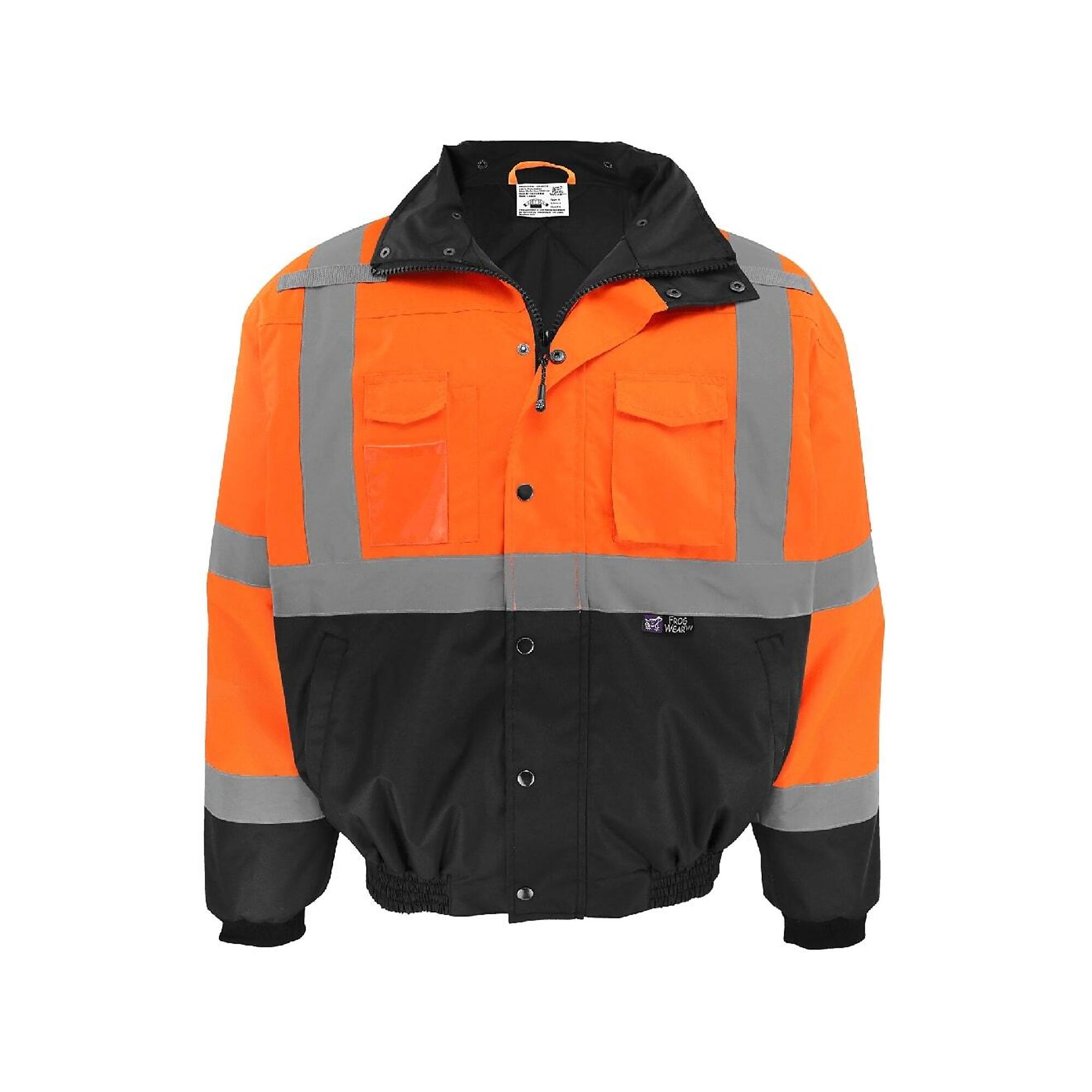 FrogWear, High-Visibility Orange Insulated Winter Bomber Jacket, Size ...