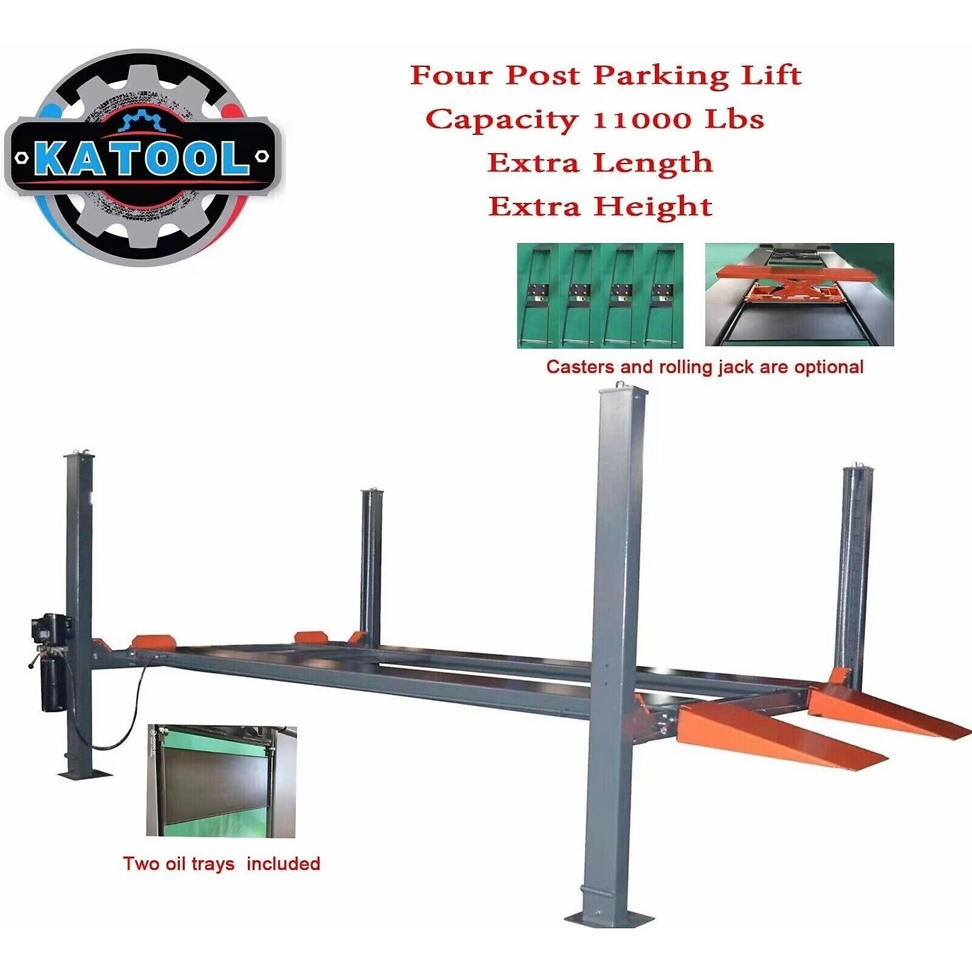 Katool 4-Post Vehicle Lift, 11,000-Lb. Capacity, 3 HP, Model# KT-4H110 ...