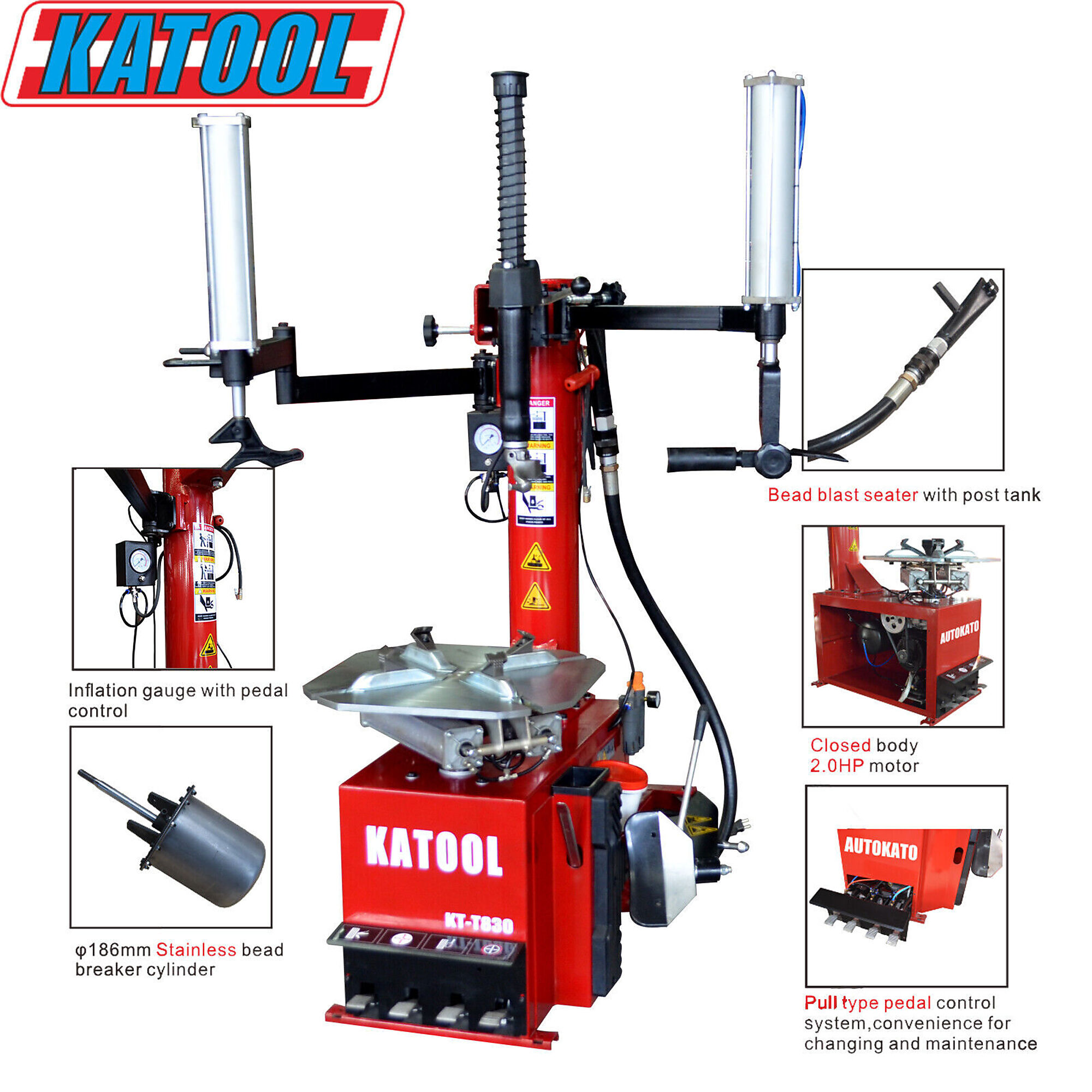 KATOOL, Swing Arm Tire Changer Electric Lever, Volts 110 Model# KT-830 ...