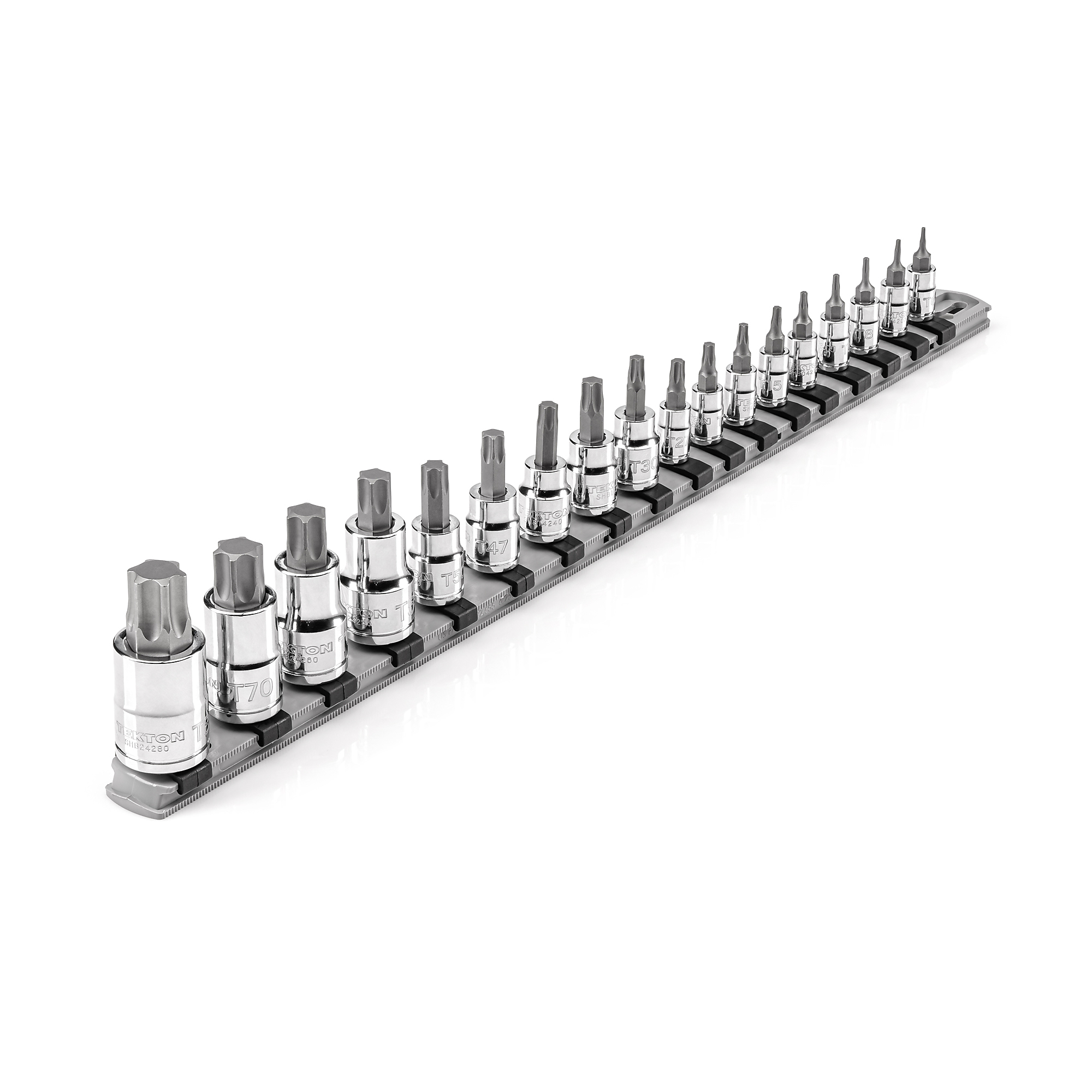 Tekton, 18pc T6-T80 1/4 3/81/2in. Dr Torx Bit Socket Set, Model ...