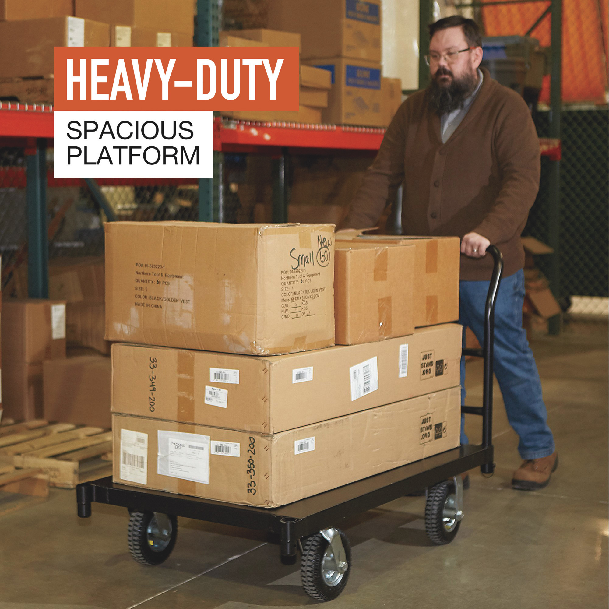 Ironton Metal Platform Cart, 1000-Lb. Capacity, 48in.L x 30in.W, 8in ...