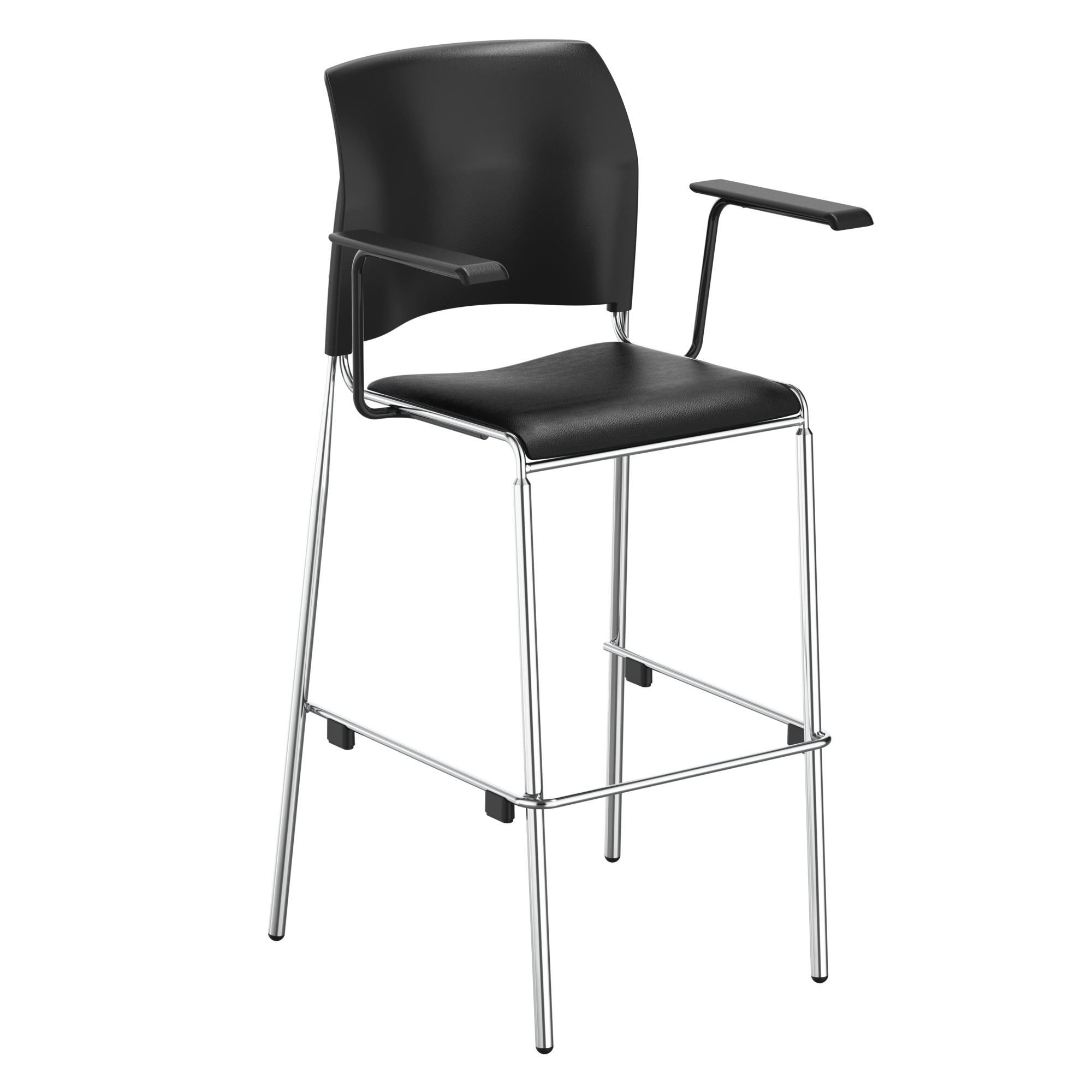 National Public Seating, 8700 Series Vinyl Bar Stool, Black With ...