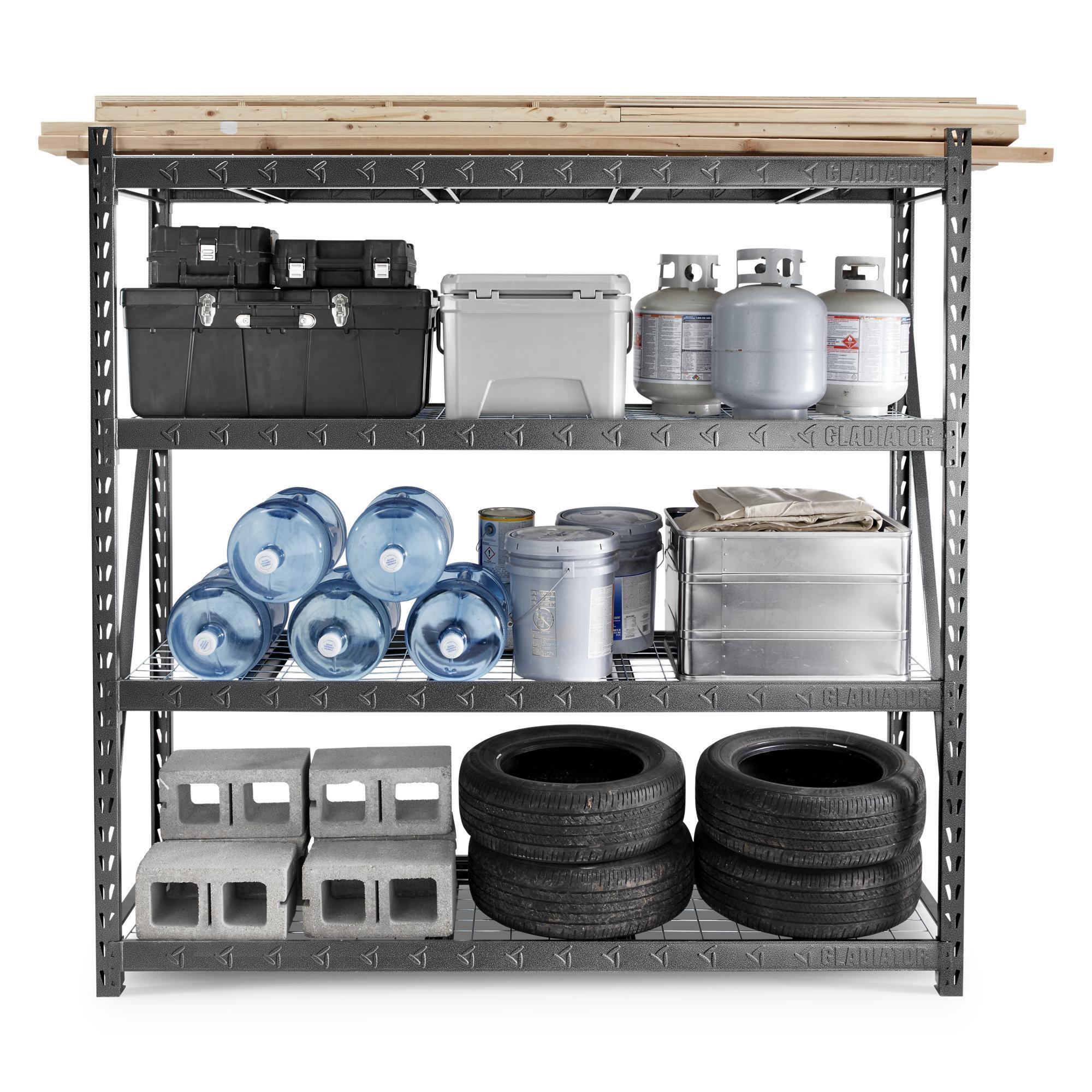 Gladiator, 90in.x90in. Heavy Duty Rack with 4 Adjustable Shelves, Width ...