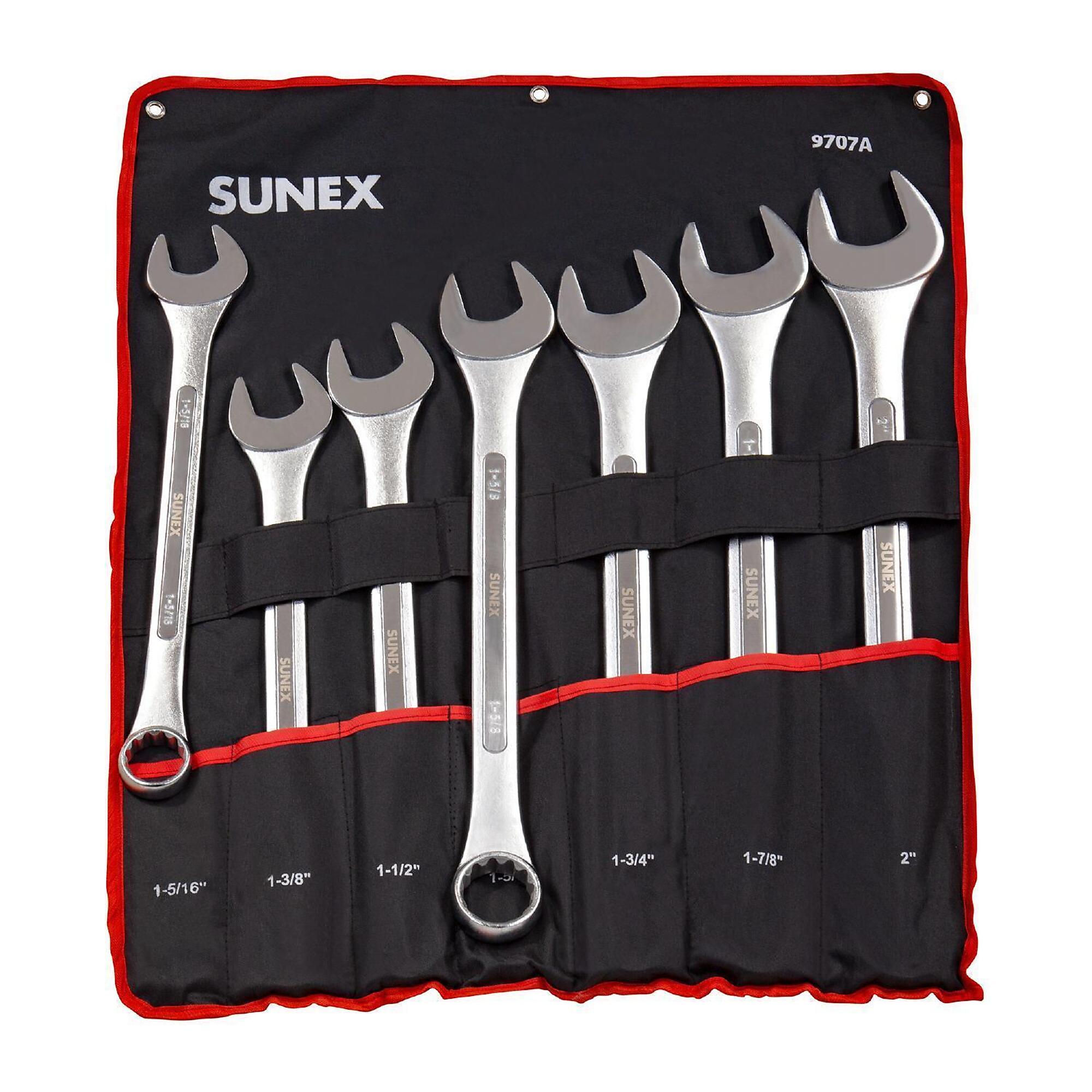 Sunex Tools, 7 Pc SAE Raised Panel Jumbo Combo Wrench Set, Model# 9707A ...