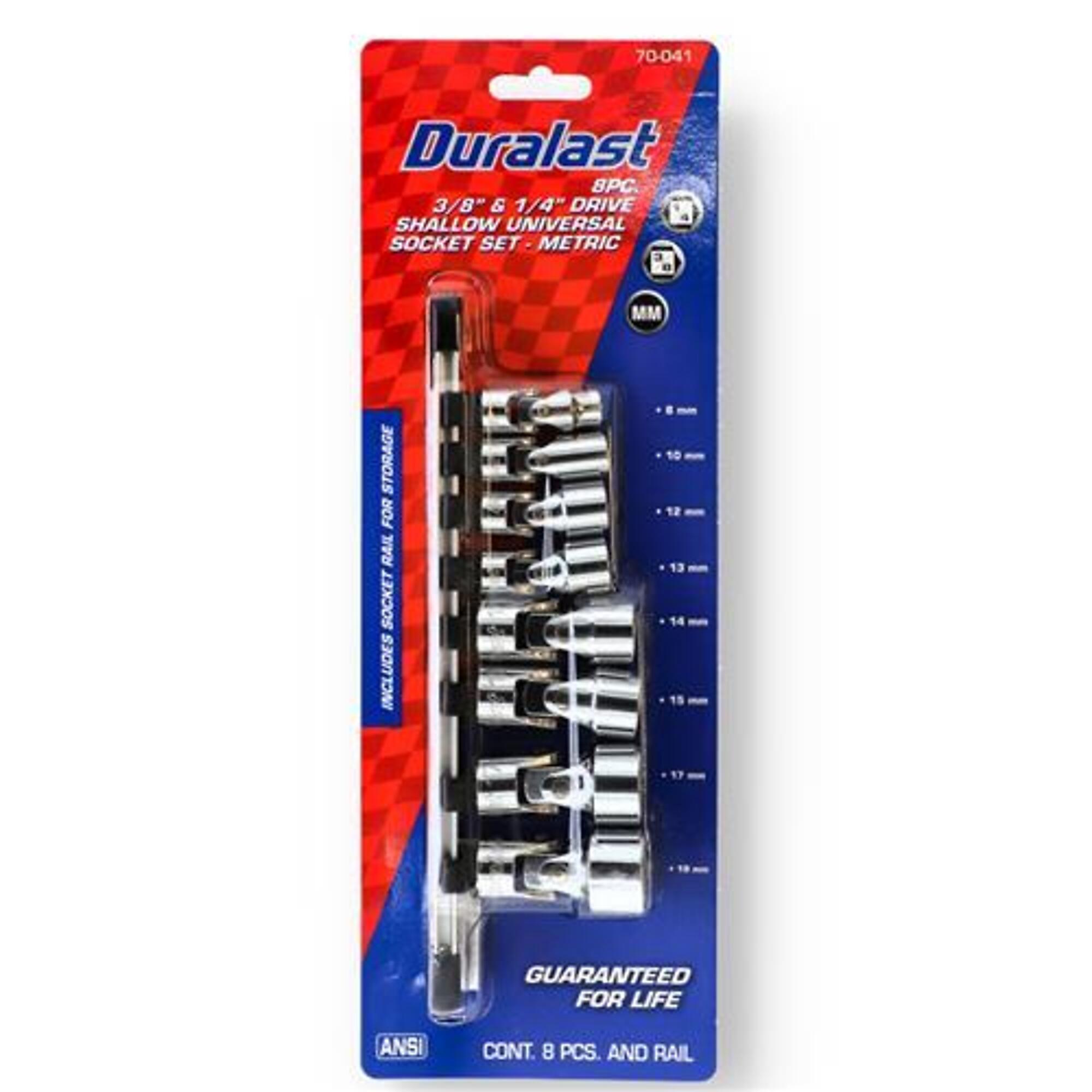 DURALAST, 8PC 3/8 1/4DRIVE SHALLOW UNIVERSAL SOCKET SET, Pieces (qty ...
