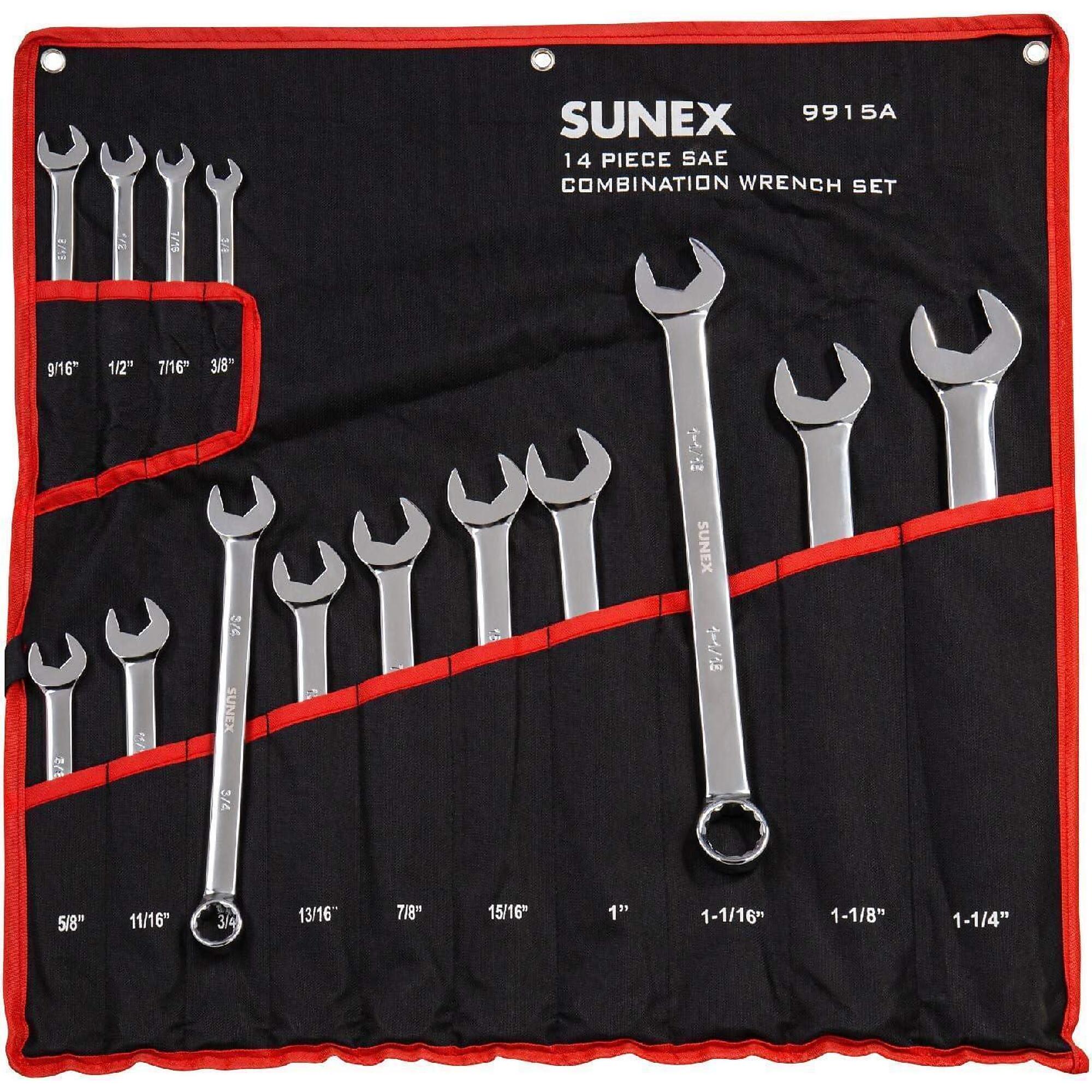 Sunex Tools, 14Pc SAE Full Polish V-Groove Combo Wrench Set, Model ...
