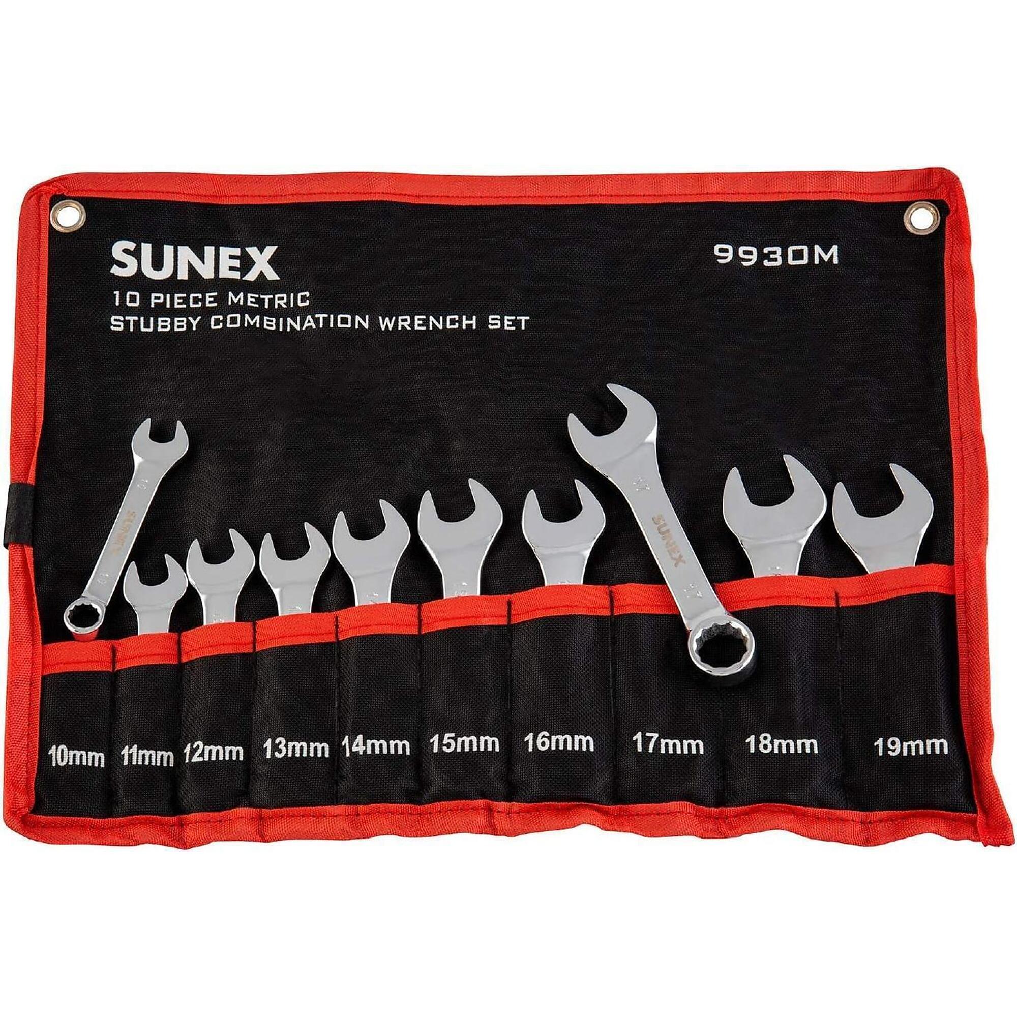 Sunex Tools, 10Pc Metric Stubby Full Polish Combo Wrench Set, Model ...