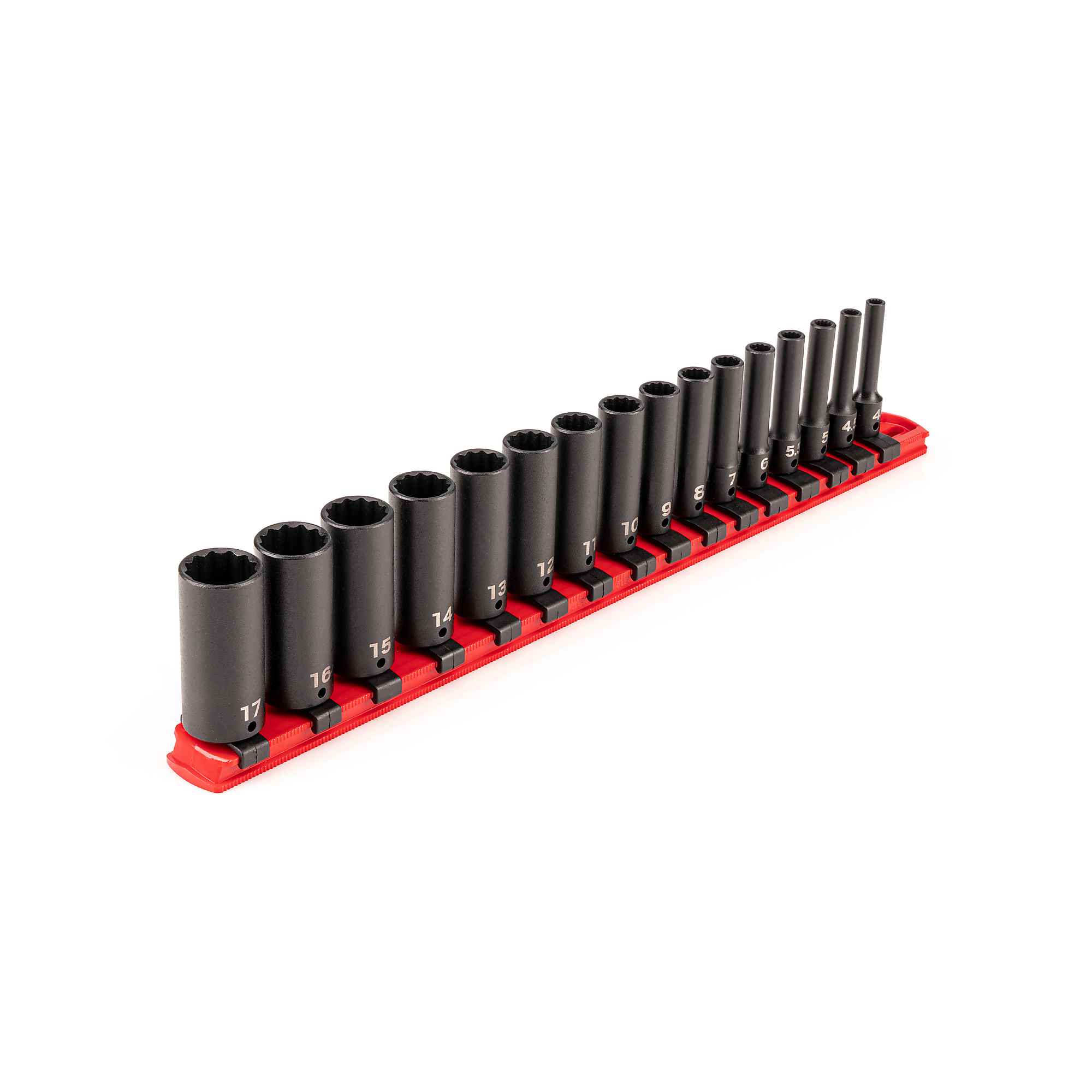 Tekton, 16p 1/4in. Dp 12pt Imp Socket Set w/Rail (4-17 mm), Model ...