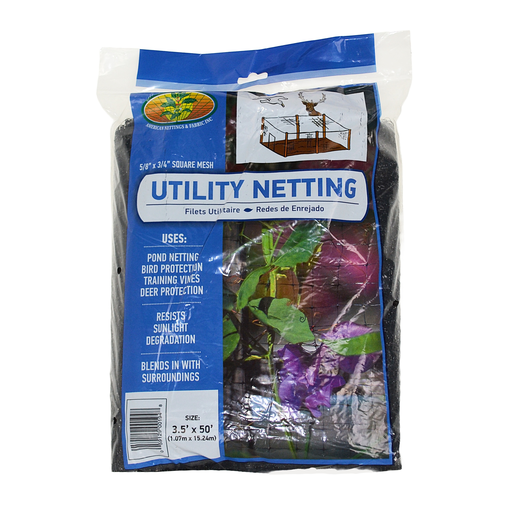 American Nettings & Fabric, Inc., Utility Netting 3.5ft.x50ft., Model ...