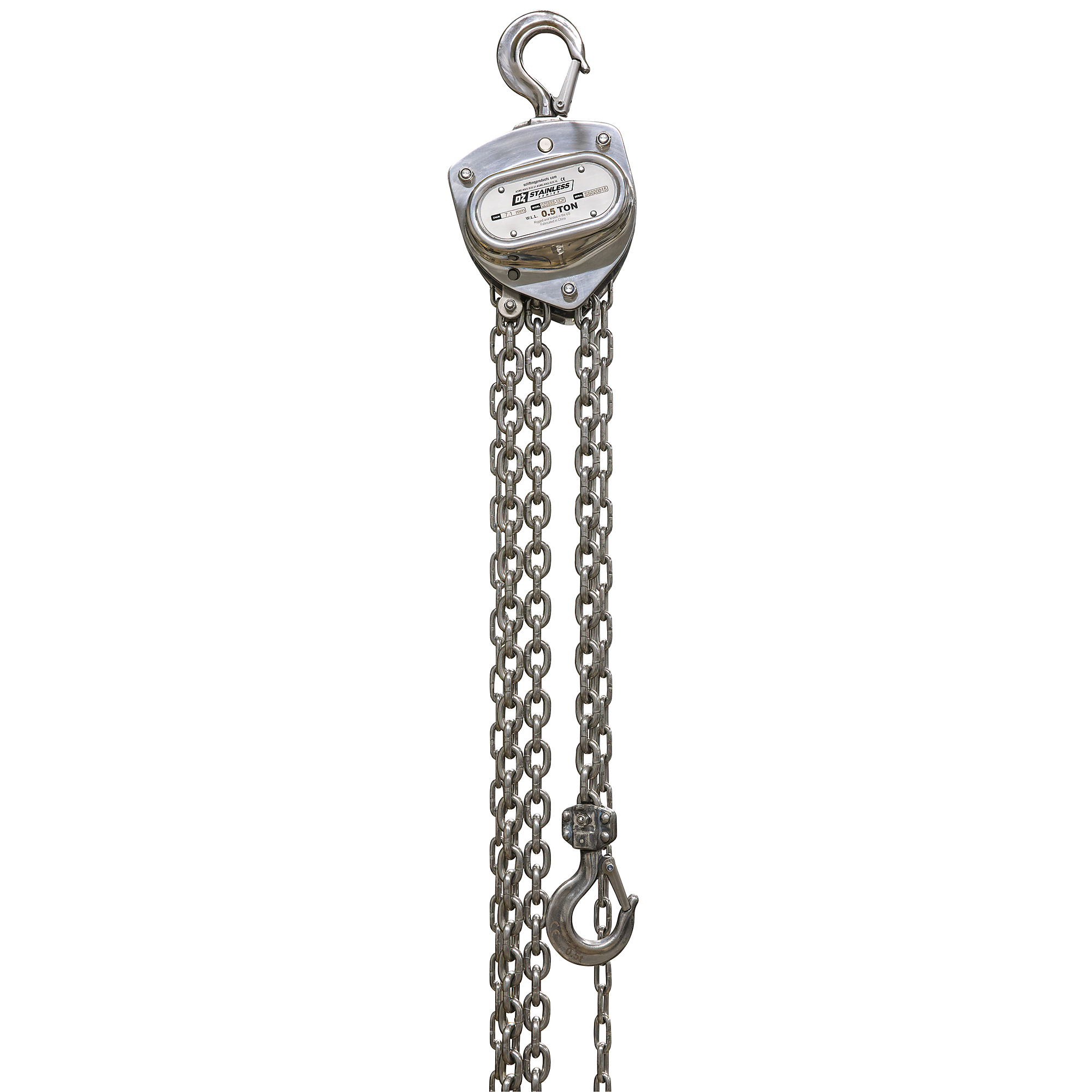 OZ Lifting Products, .5 T Stainless Steel Chain Hoist 20ft. Lift ...