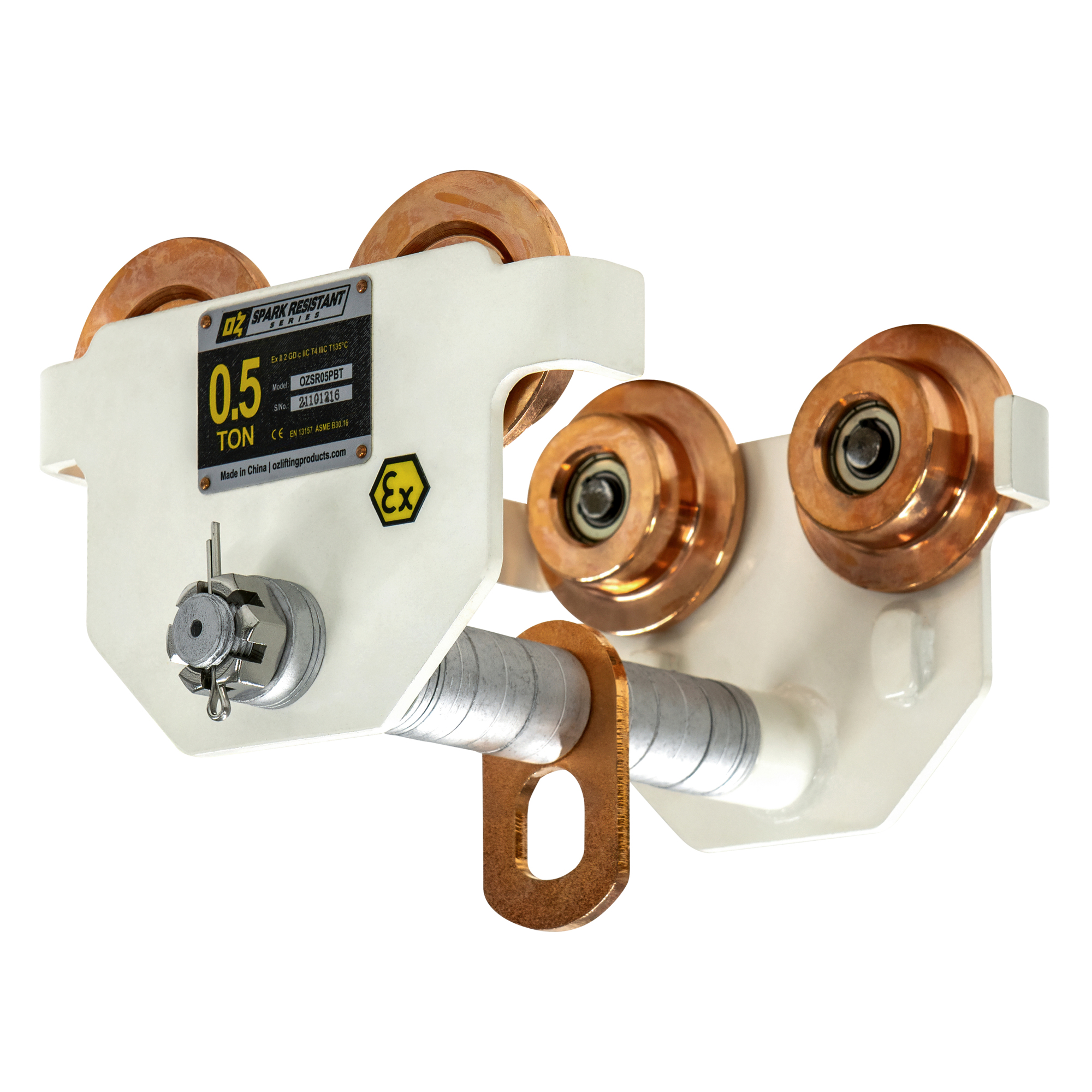 OZ Lifting Products, .5 Ton Spark Resistant Manual Trolley, Capacity ...