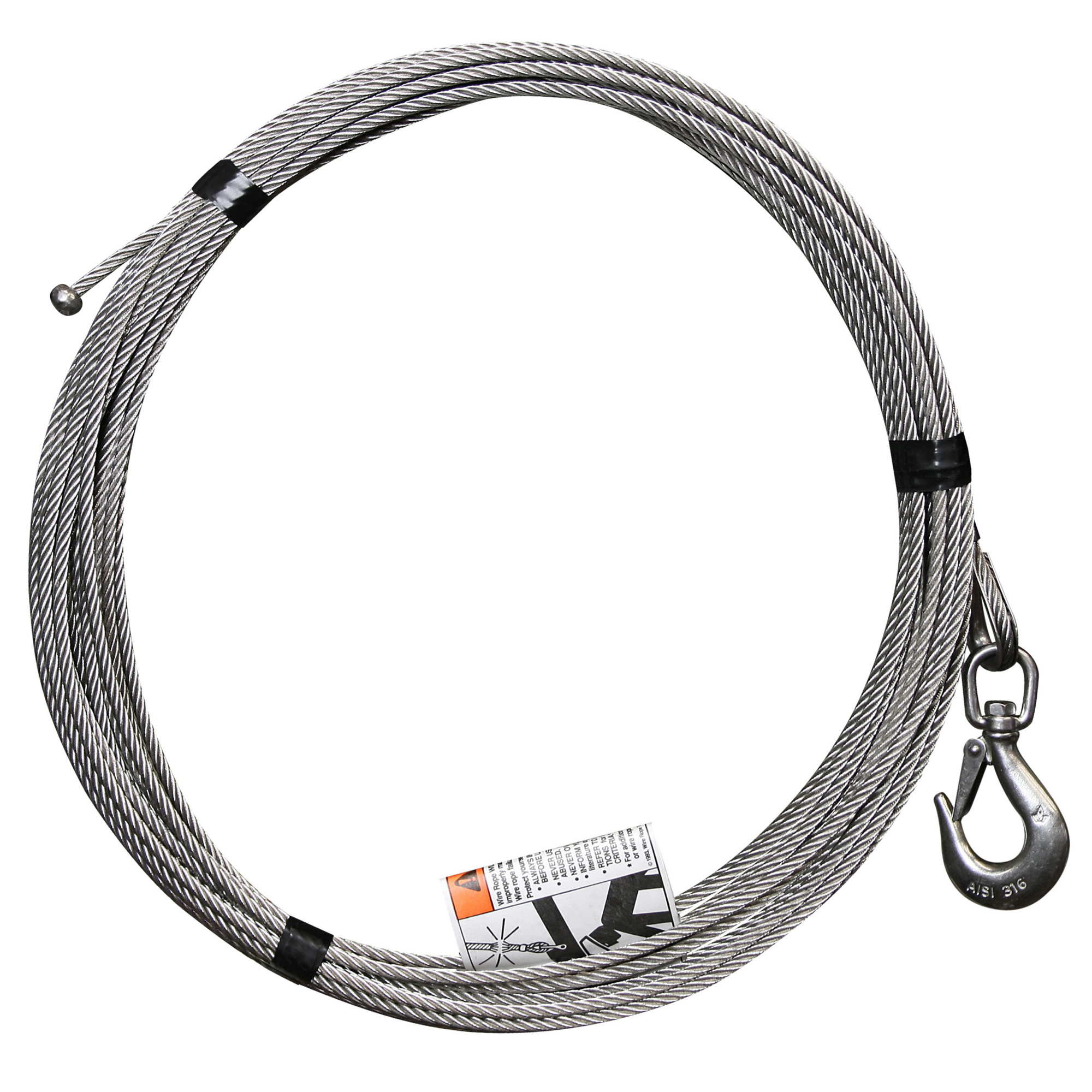 OZ Lifting Products, 3/16in. x 70ft. lift - Stainless steel cable assembly, Length 70 ft, Pieces ...