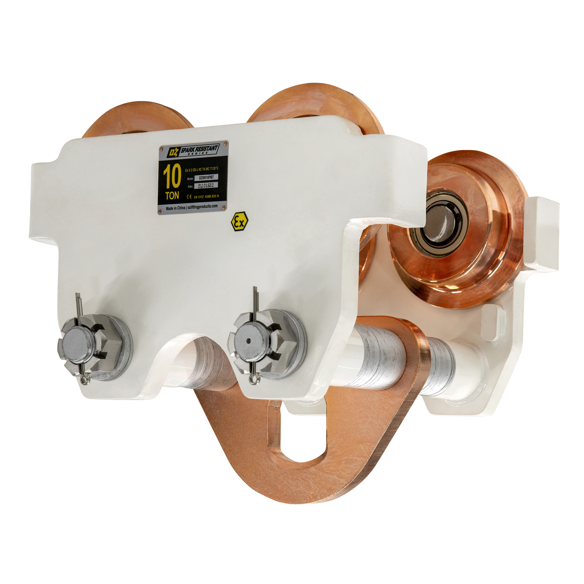 OZ Lifting Products, 10 Ton Spark Resistant Trolley, Capacity 20000 lb ...