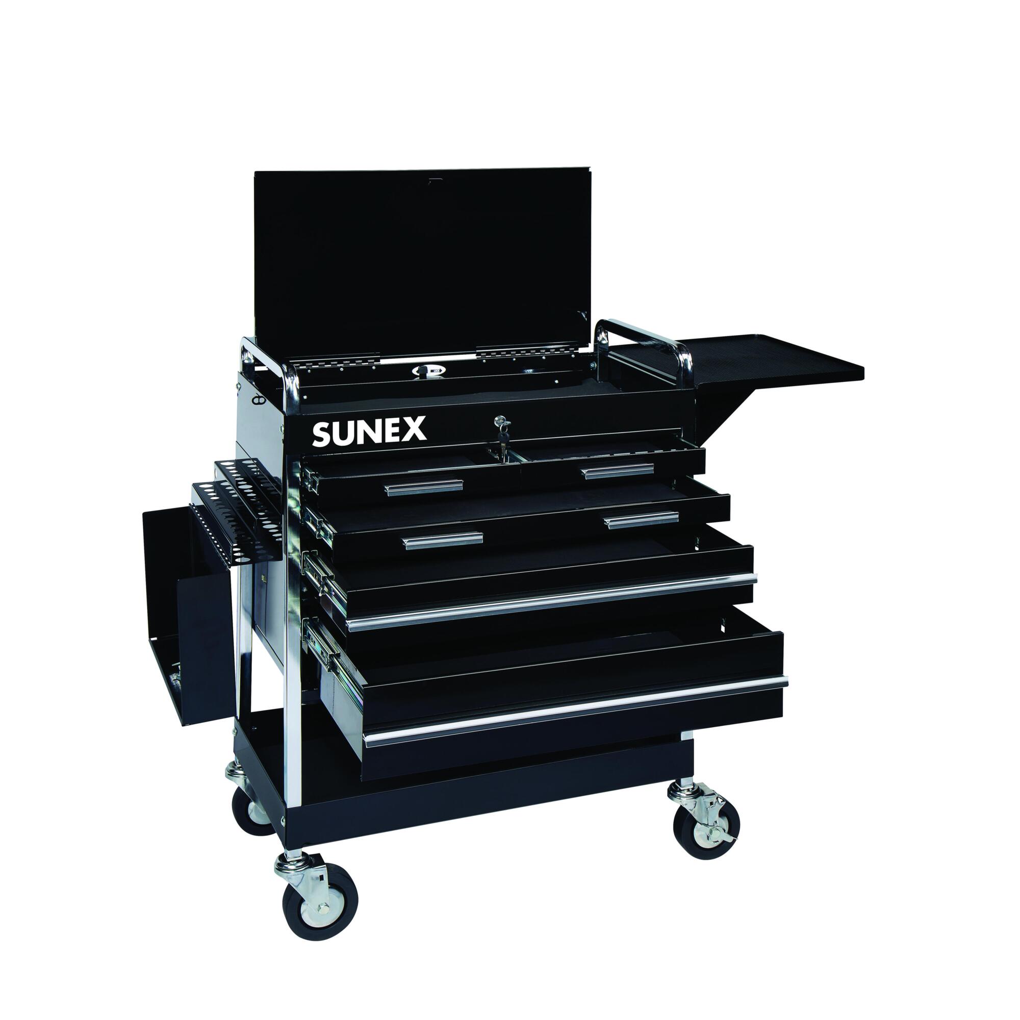 Sunex Tools Heavy-Duty 5-Drawer Service Cart — 27in. W x 40in. H, Black ...