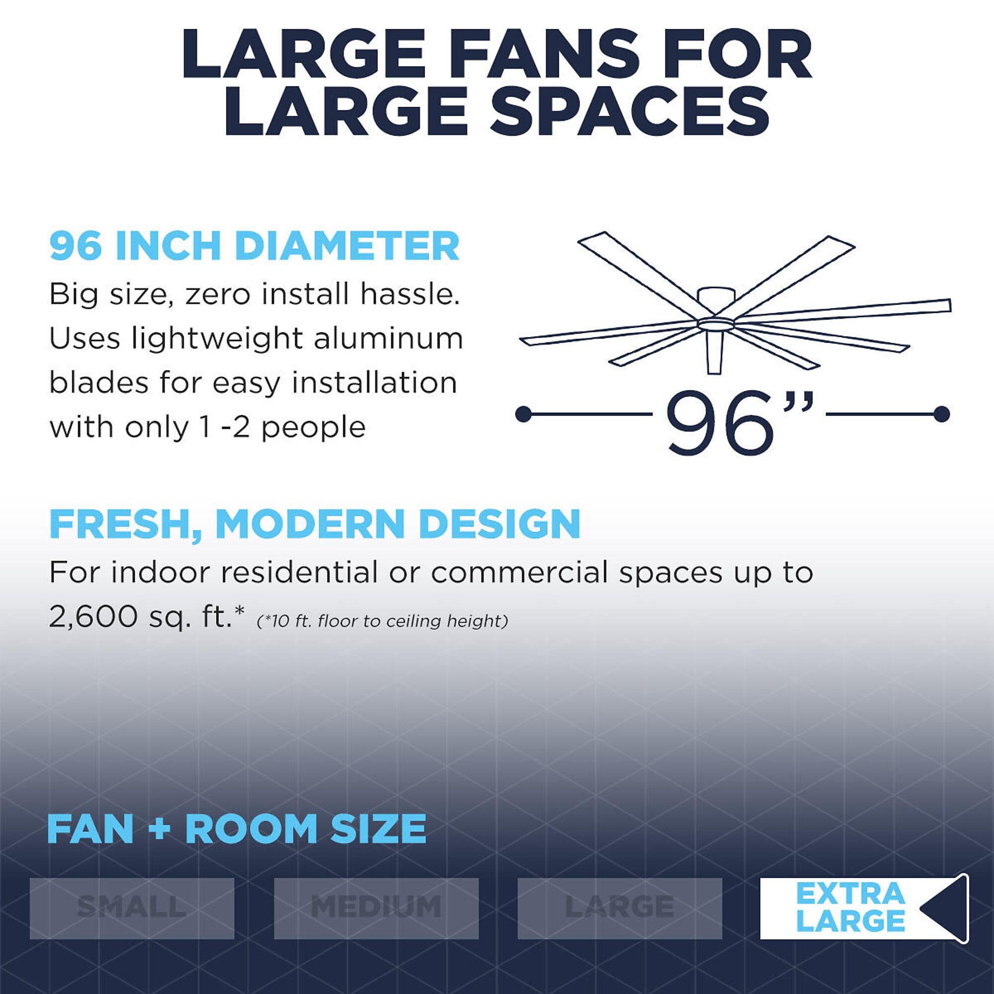 Maxx Air, 96in. Indoor 6-Speed Ceiling Fan, Black, Fan Diameter 96 in ...