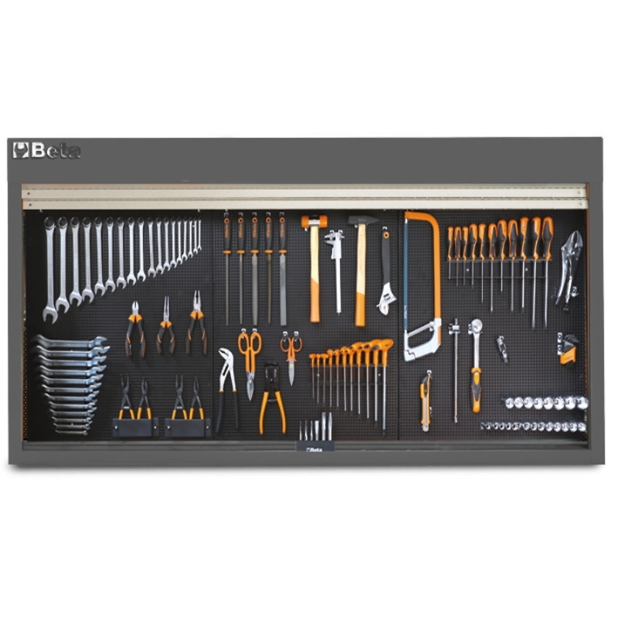 Beta, Wall Mount Tool Panel 67in. L x 6in. D x 37in. H, Capacity 88 lb ...