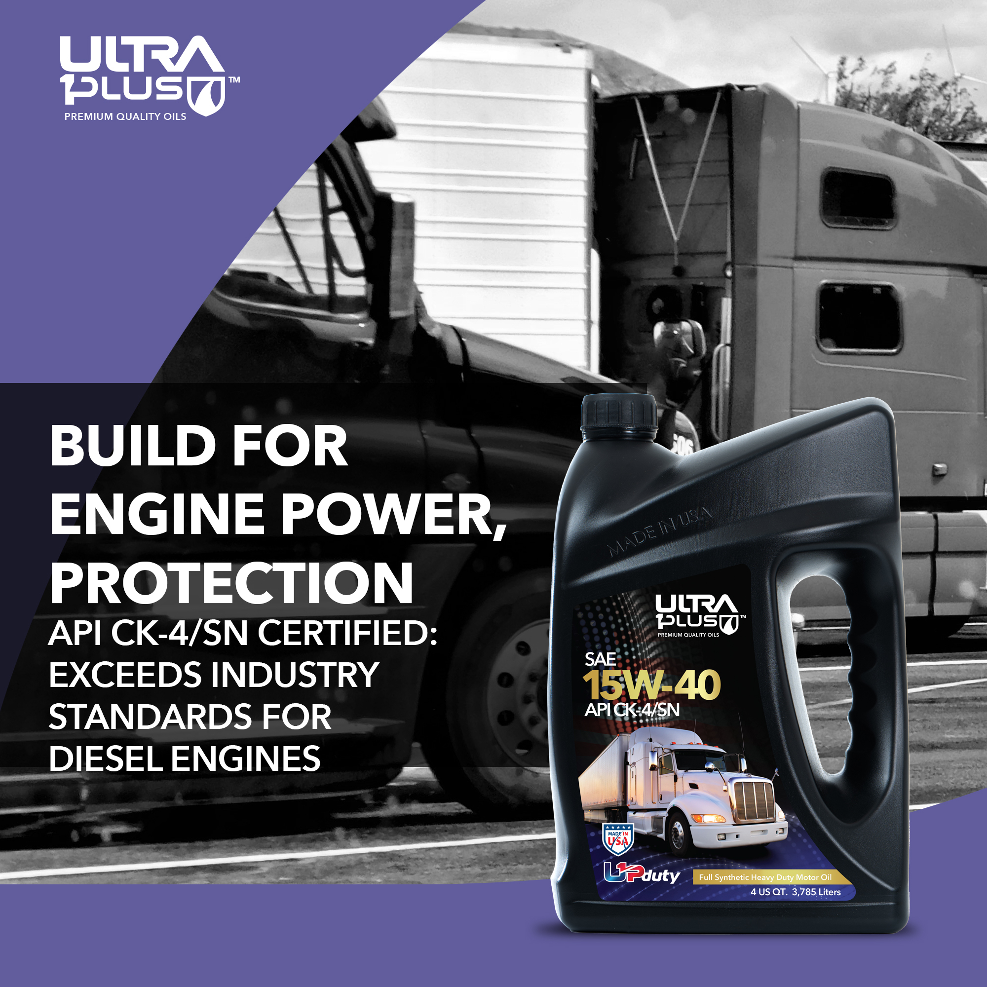 Ultra1Plus, FULL SYNTHETIC MOTOR OIL 15W40 CK4/SN 55-Gal, Included (qty ...