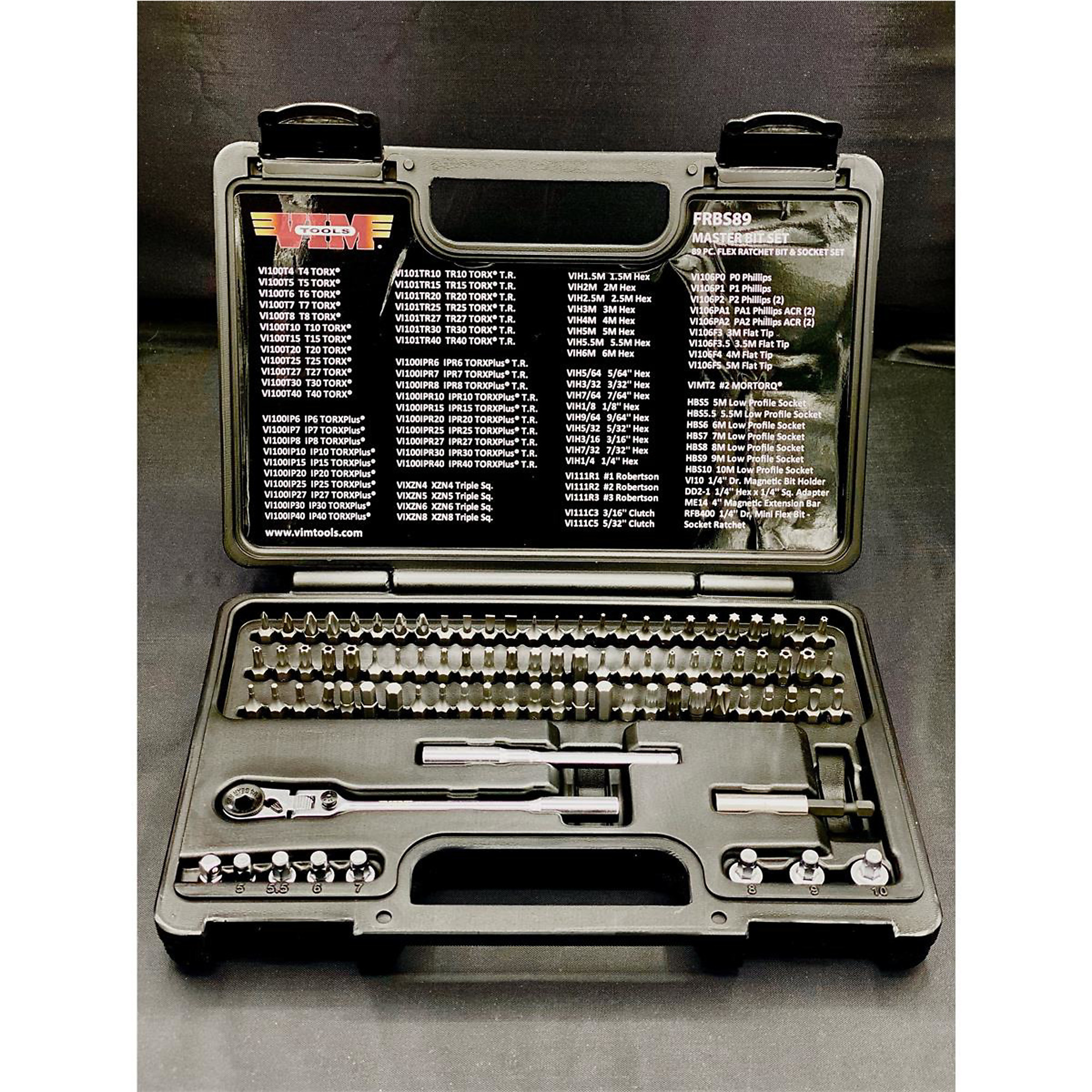 VIM Tools Flex Ratchet Bit Socket Set - 89 Pcs, 1/4in. Hex Drive, Model# VIMFRBS89 | Northern Tool