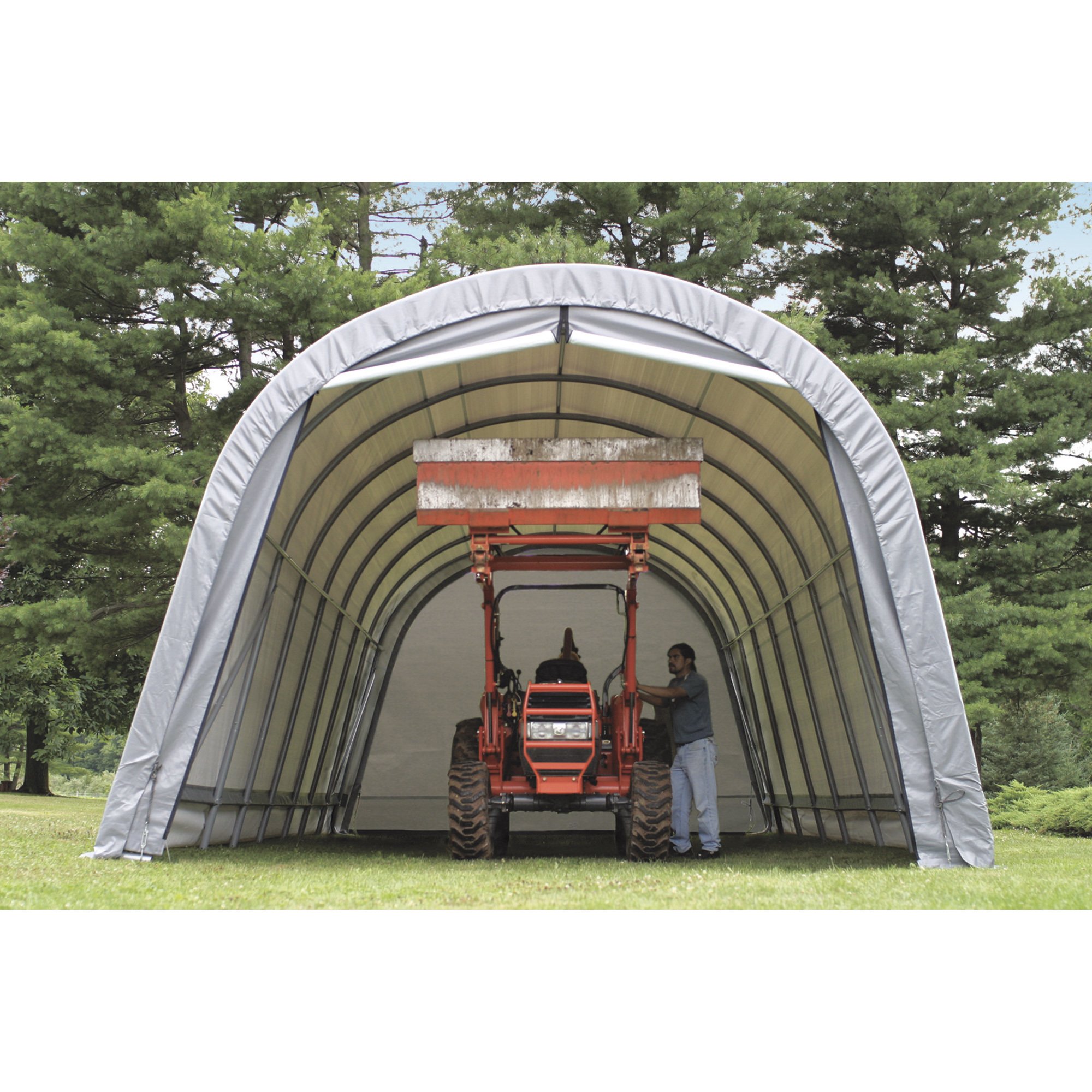 ShelterLogic 14-Ft.W Round-Style Instant Garage — 32ft.L x 14ft.W x ...
