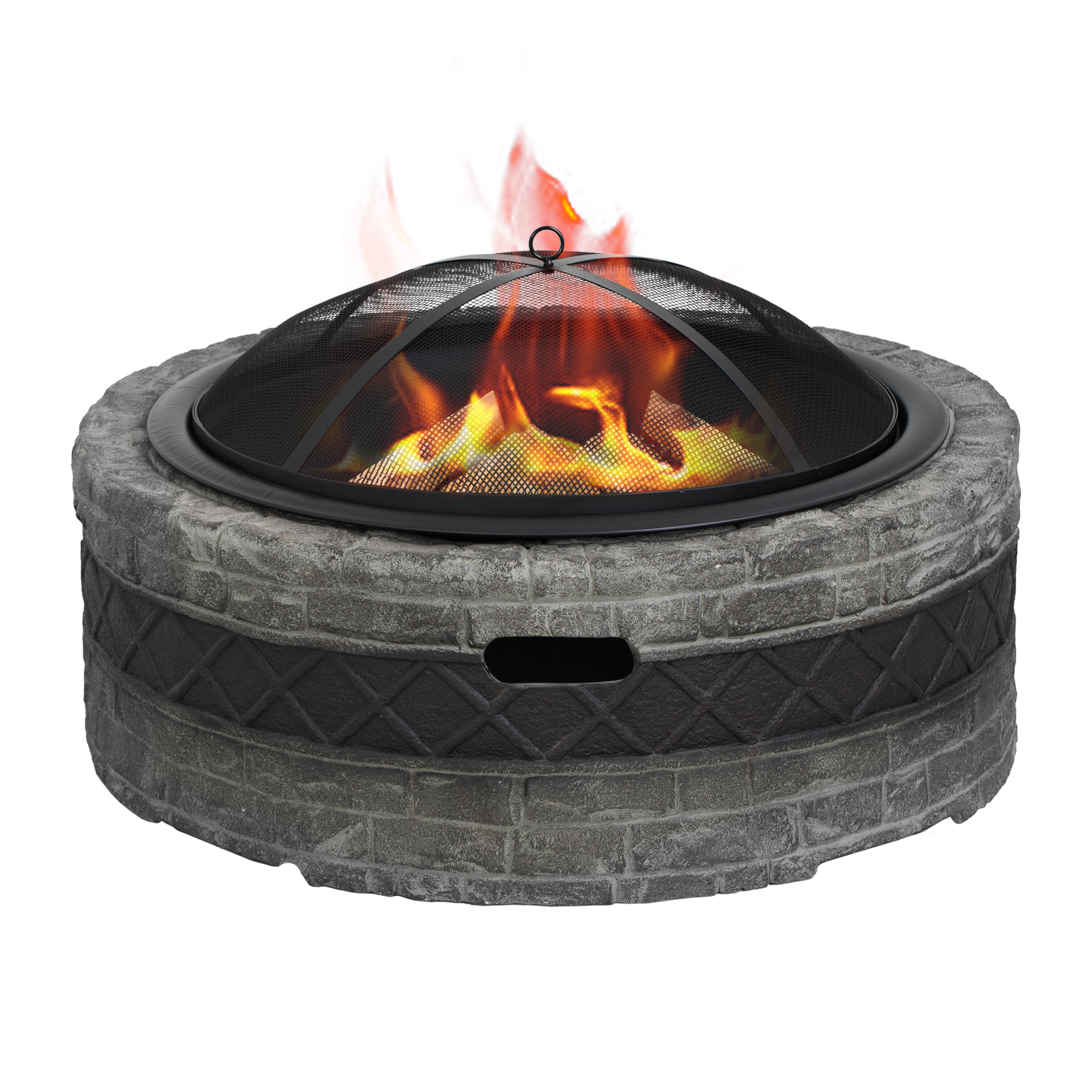 HeatMaxx Cast Stone Fire Pit - 35in. Diameter, 29in. Fire Bowl, Faux ...
