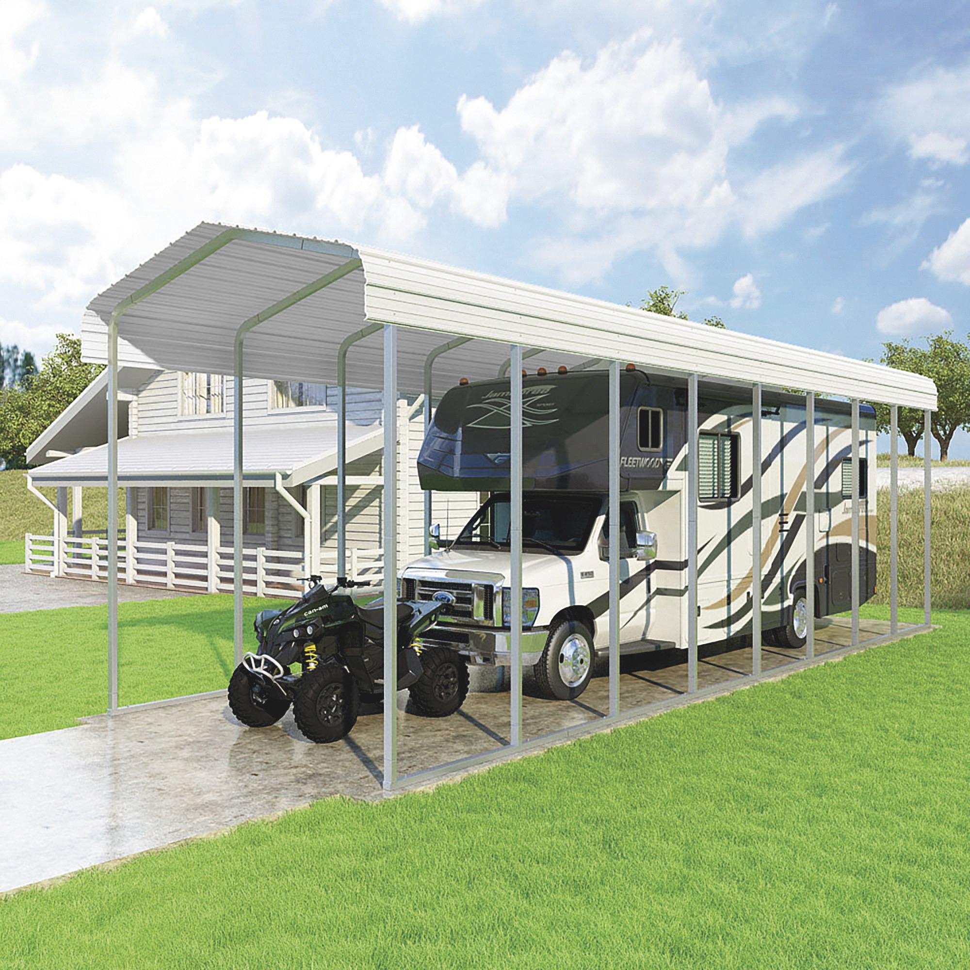 VersaTube Carport RV Storage Shelter — 38ft.L x 12ft.W x 12 1/2ft.H ...