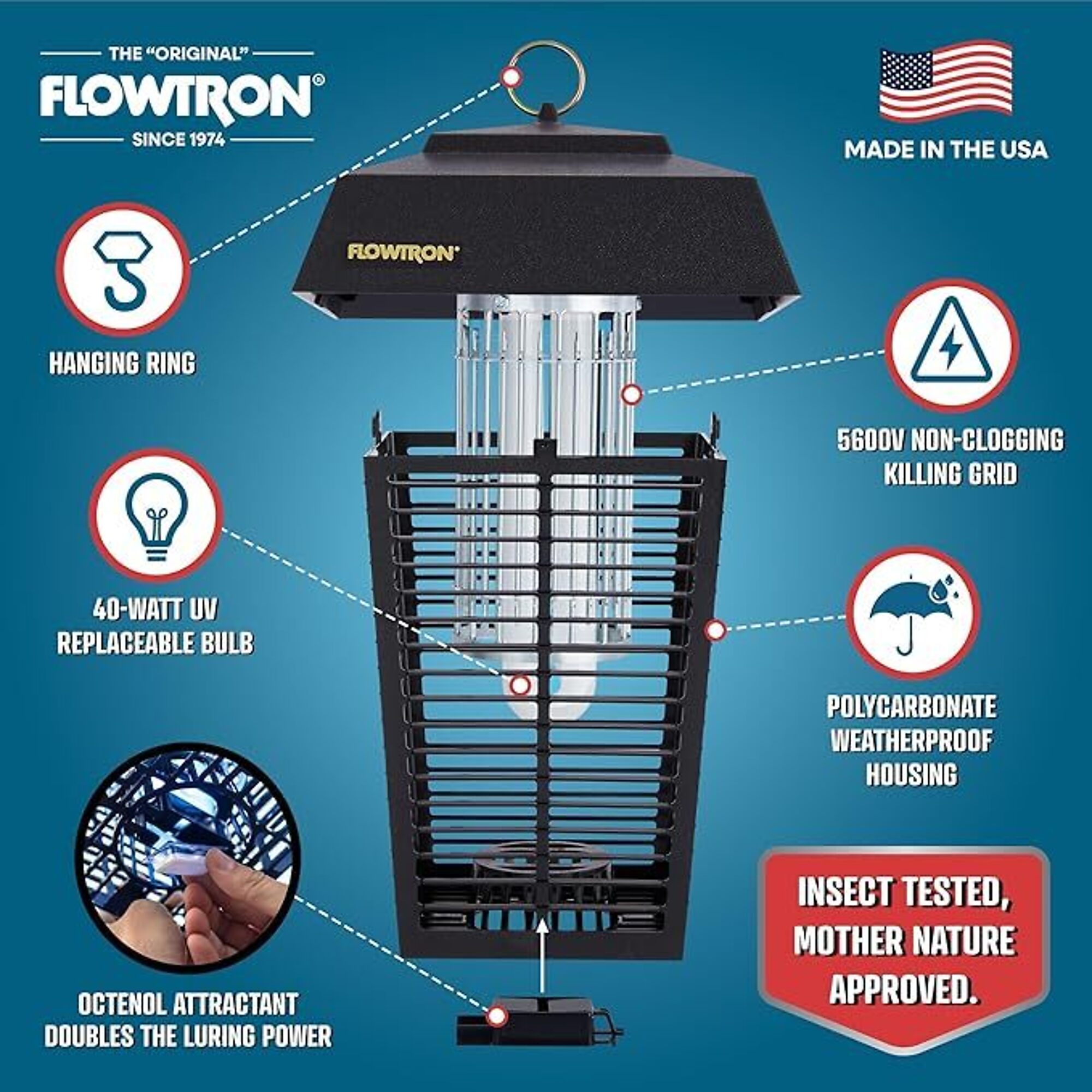 Flowtron Bug Zapper with UV Light and Octenol Attractant, Model ...