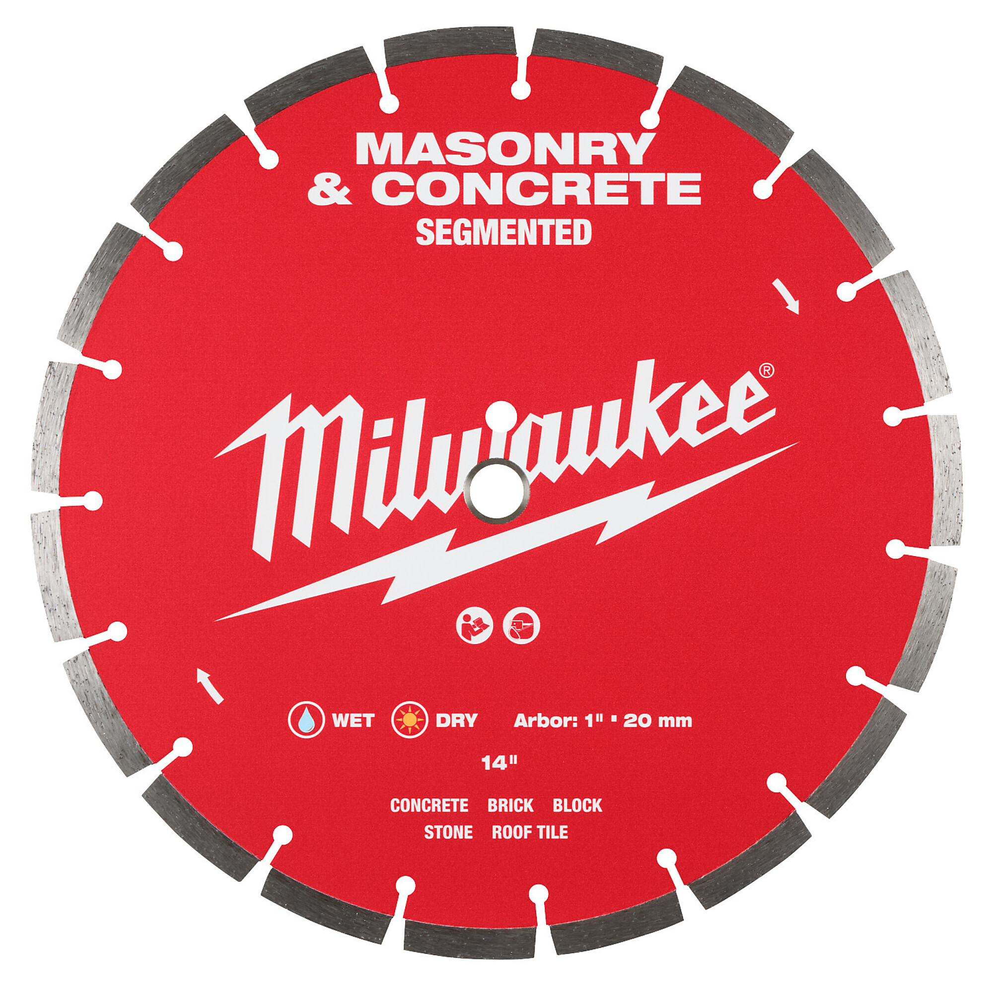 Milwaukee, 14in. Segmented Masonry Concrete Diamond Blade, Blade ...