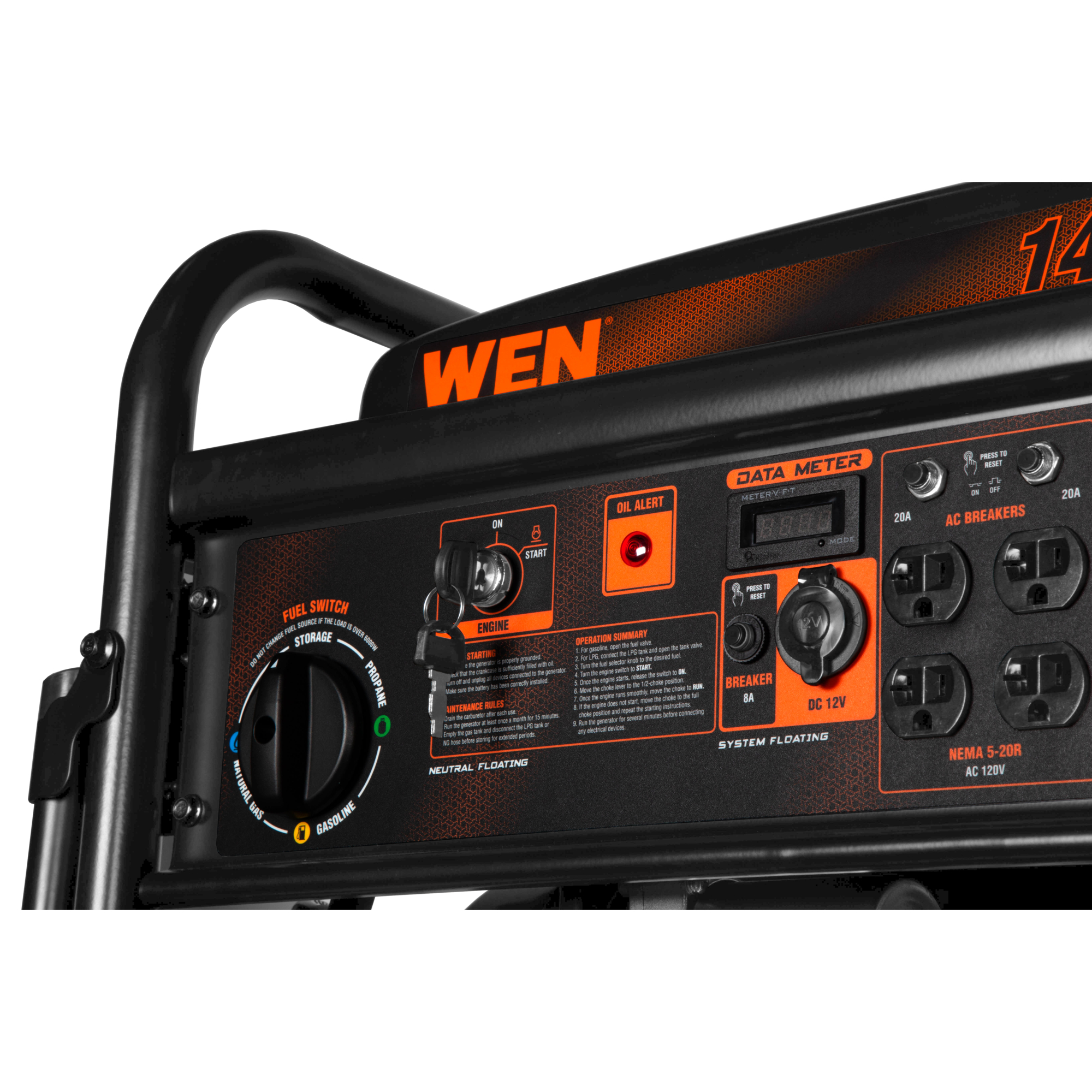 WEN, 14500W 120V/240V Tri Fuel Gen. with Electric Start, Surge Watts ...