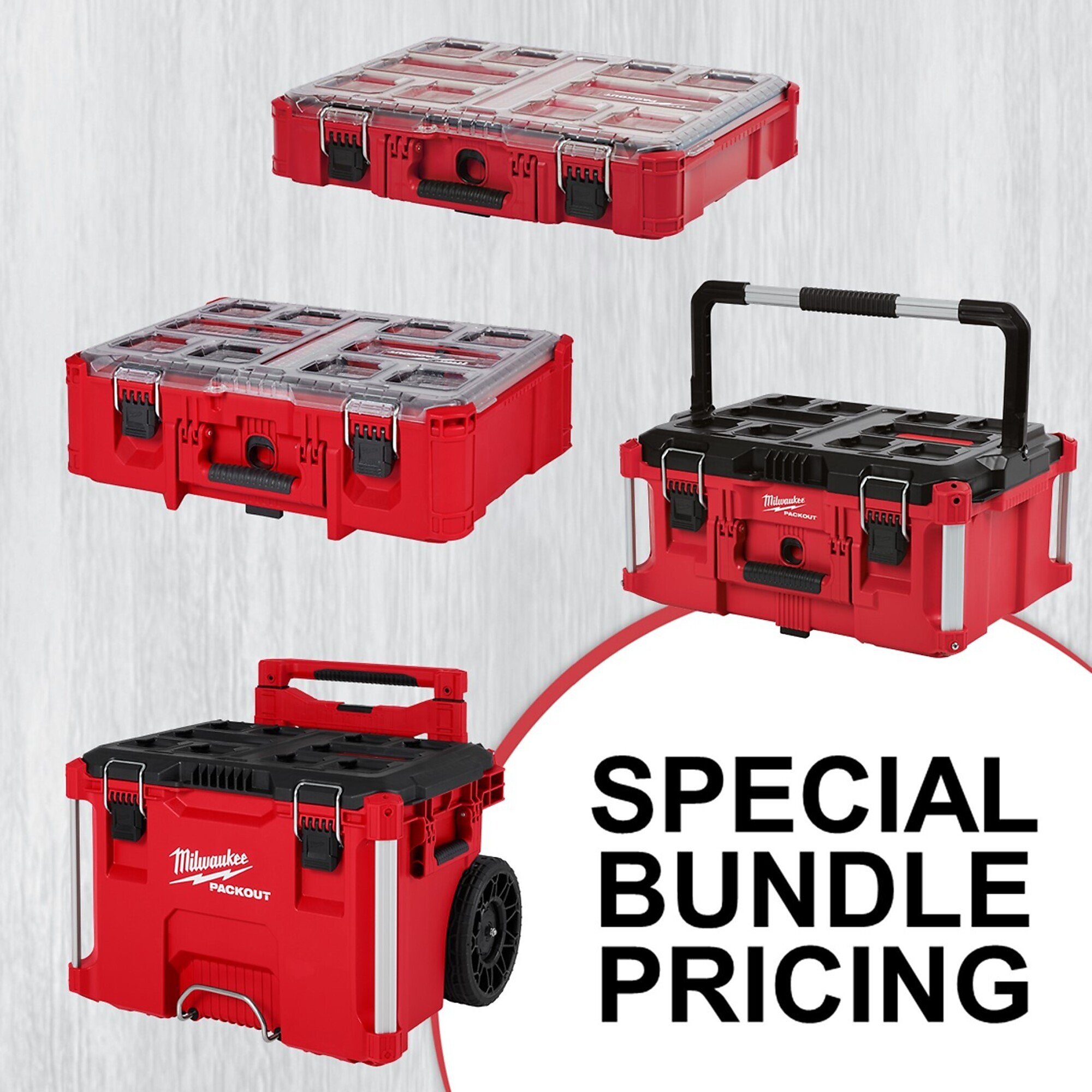 Milwaukee 4-Pc. PACKOUT Rolling Toolbox Set, Model# 48-22-8427SE25P2 ...